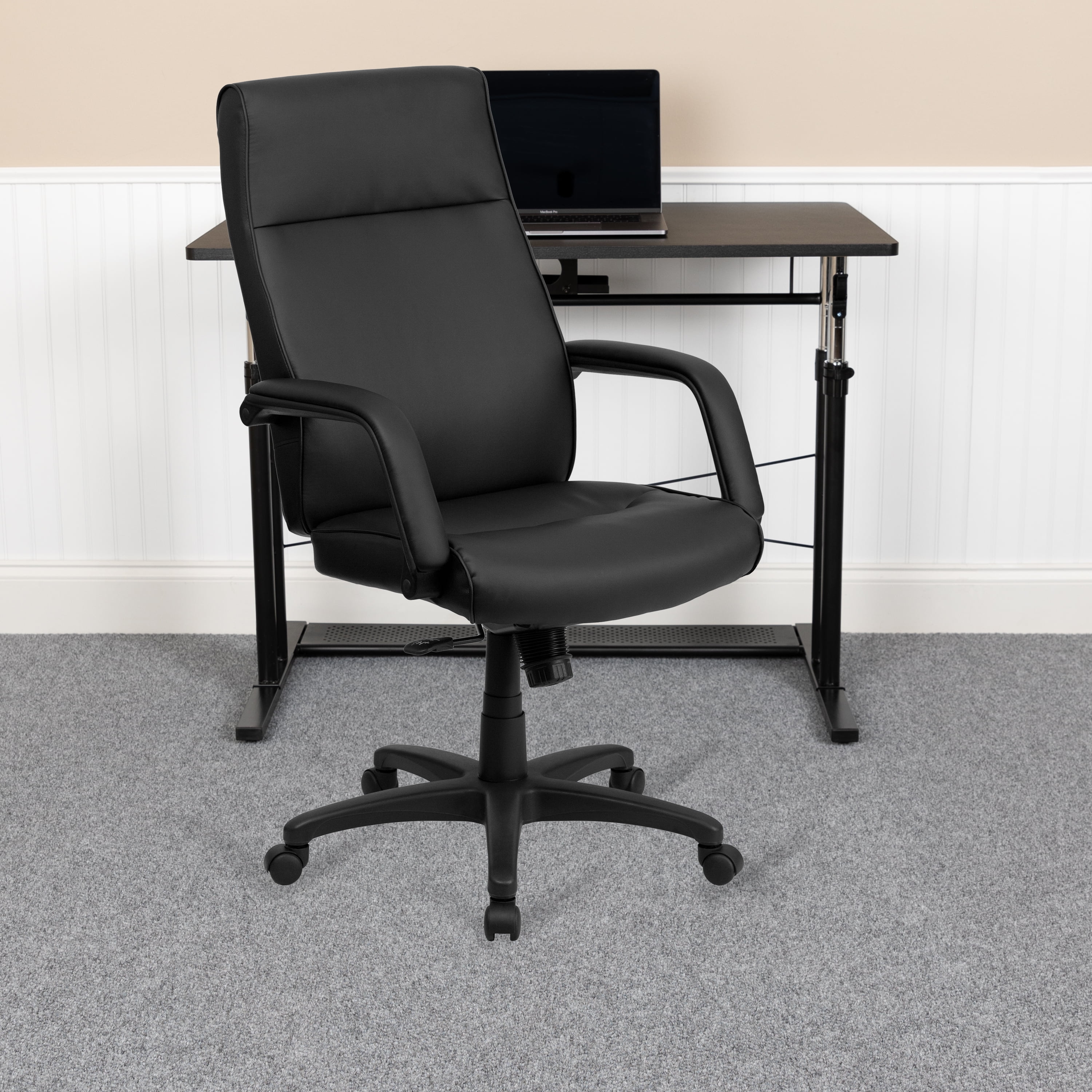 BizChair High Back Black LeatherSoft Executive Swivel Ergonomic Office ...