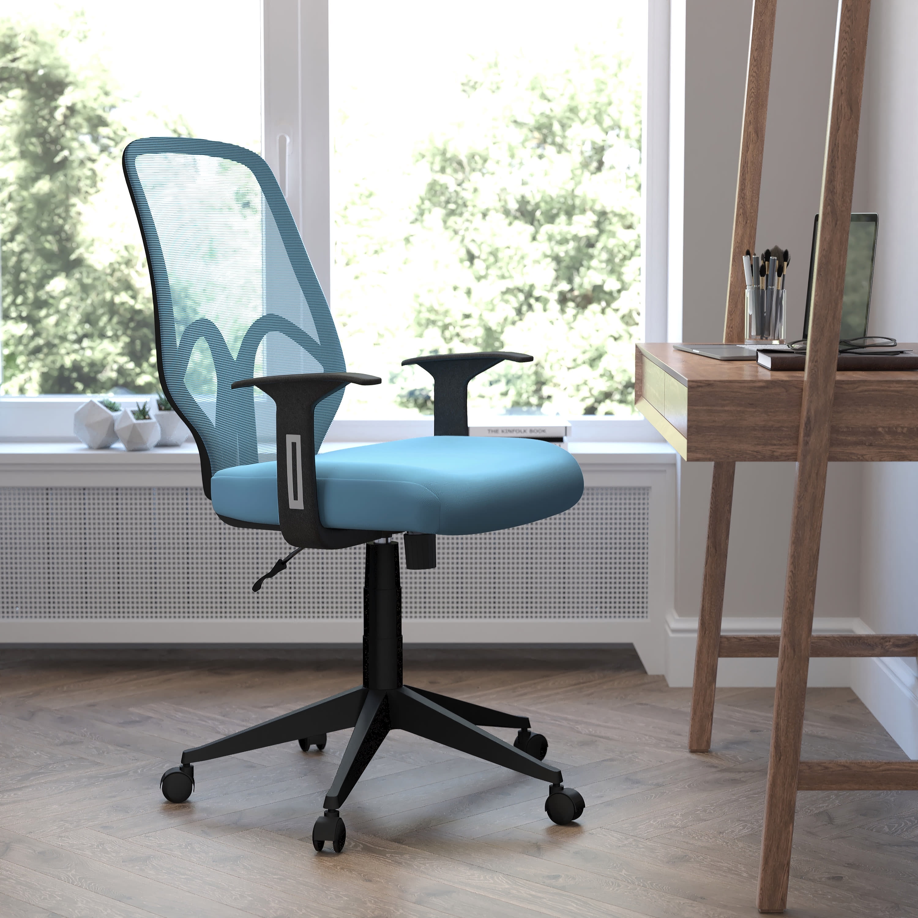 BizChair High Back Light Blue Mesh Office Chair with Arms - Walmart.com