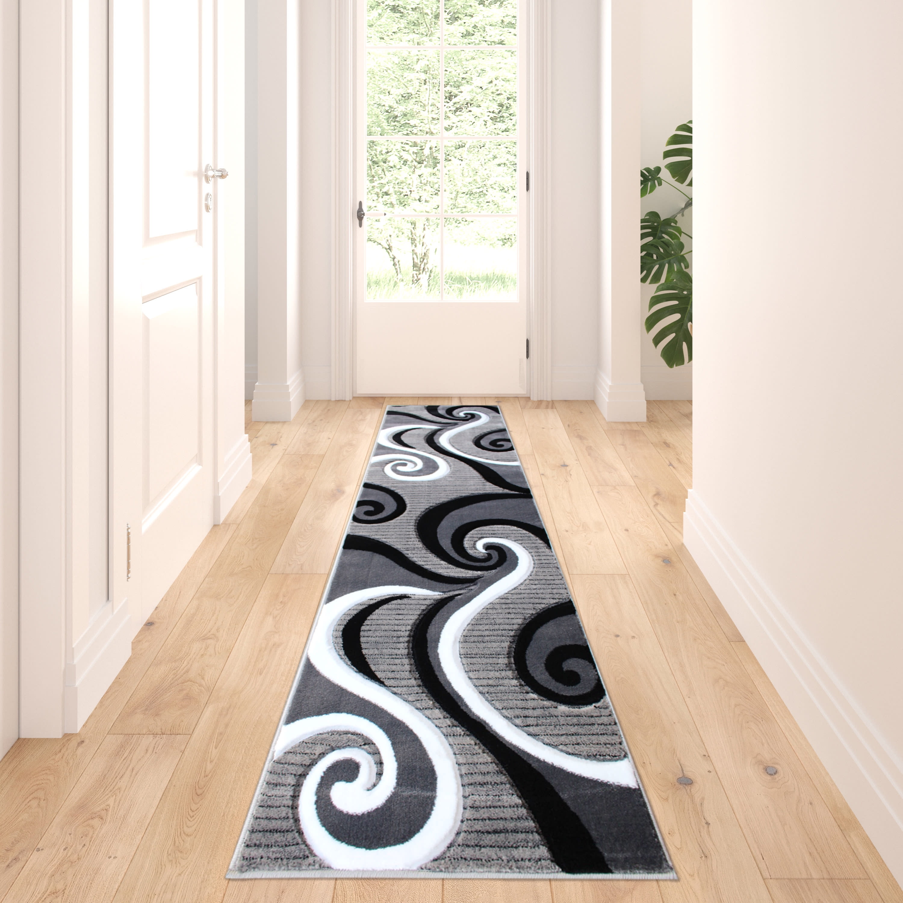 BizChair High Quality Hand Carved Runner Area Rug Modern Contemporary ...