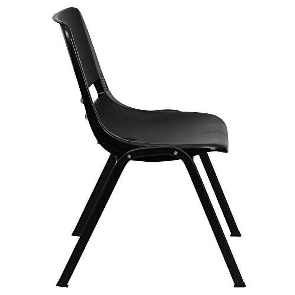 BizChair Kid's Black Ergonomic Shell Stack Chair - Black Frame and 14"H ...