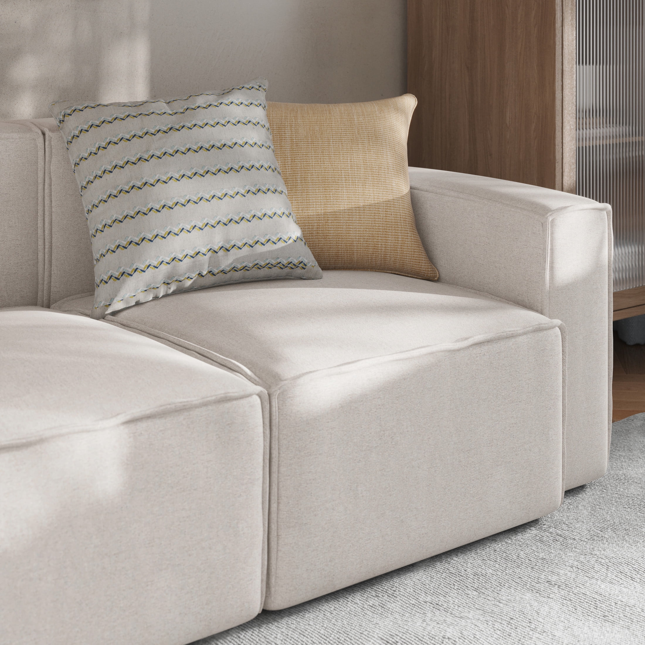 BizChair Luxury Modular Sectional Sofa Right Side with Arm Rest, Cream ...