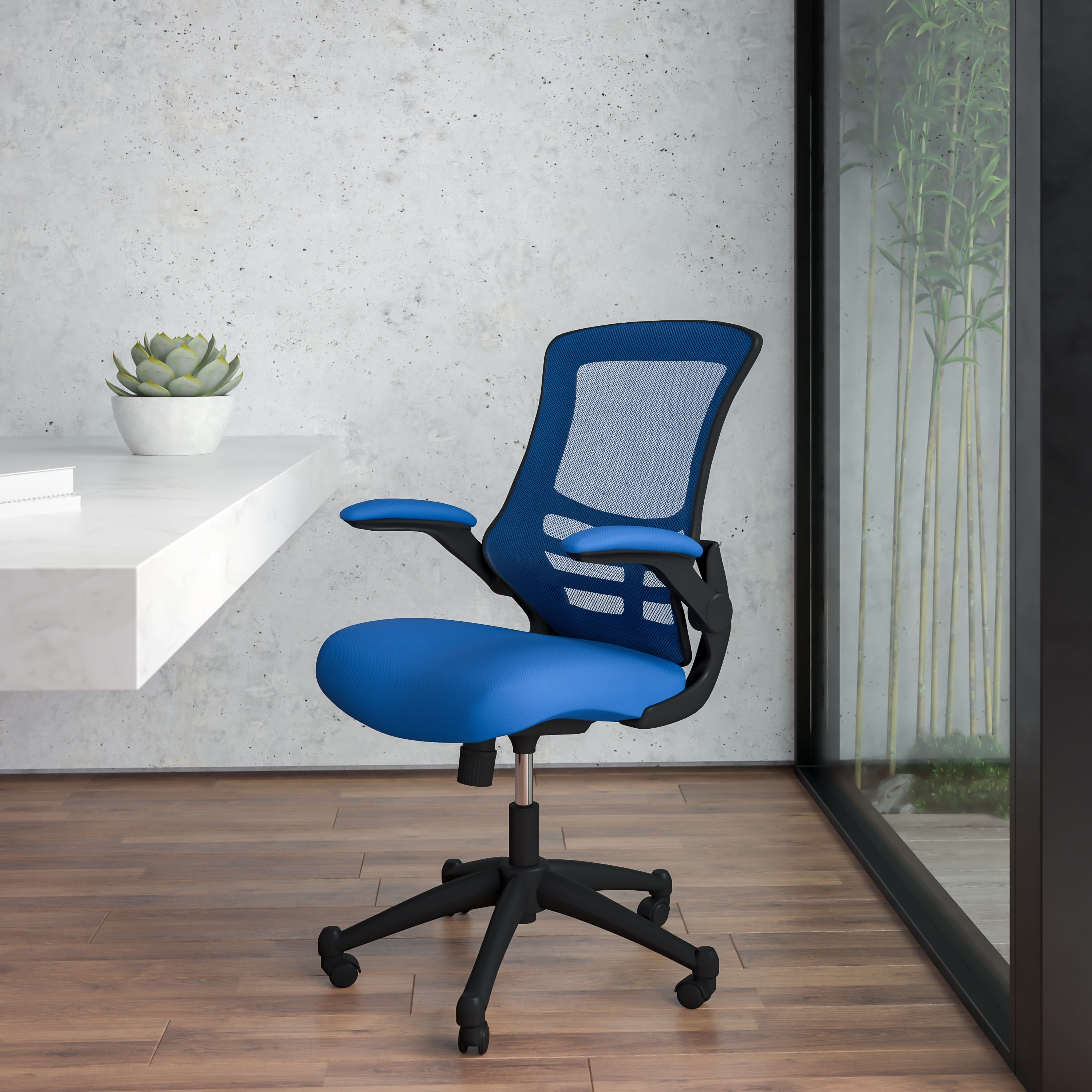 BizChair Mid-Back Blue Mesh Swivel Ergonomic Task Office Chair with ...