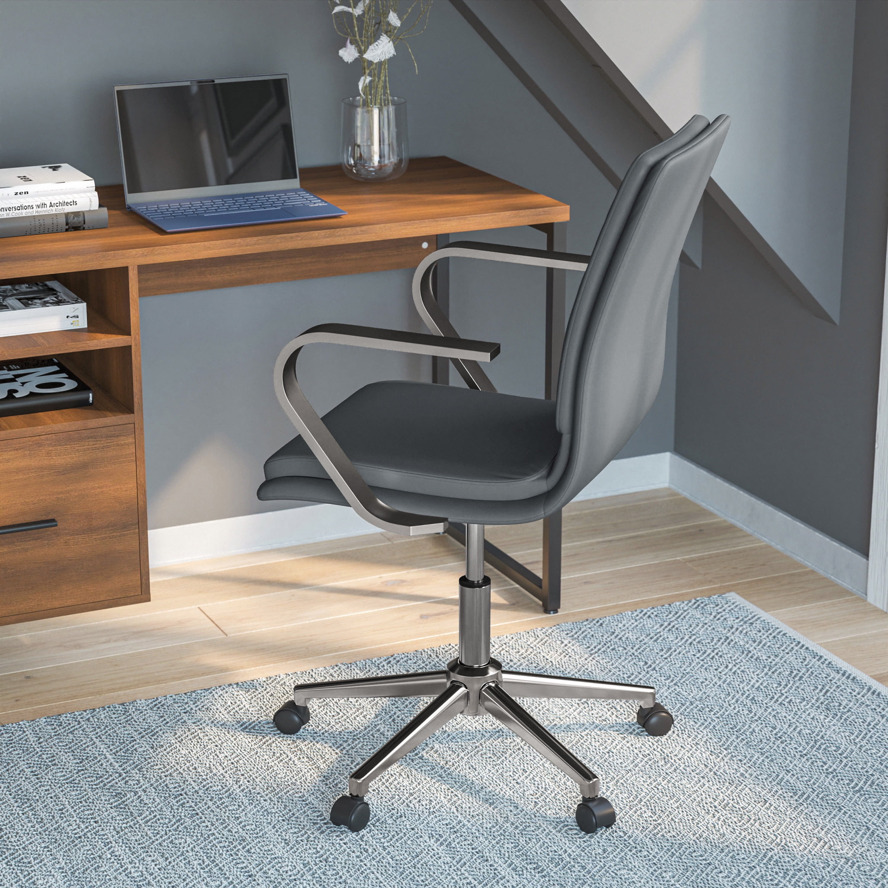 BizChair Mid-Back Designer Executive LeatherSoft Office Chair with ...