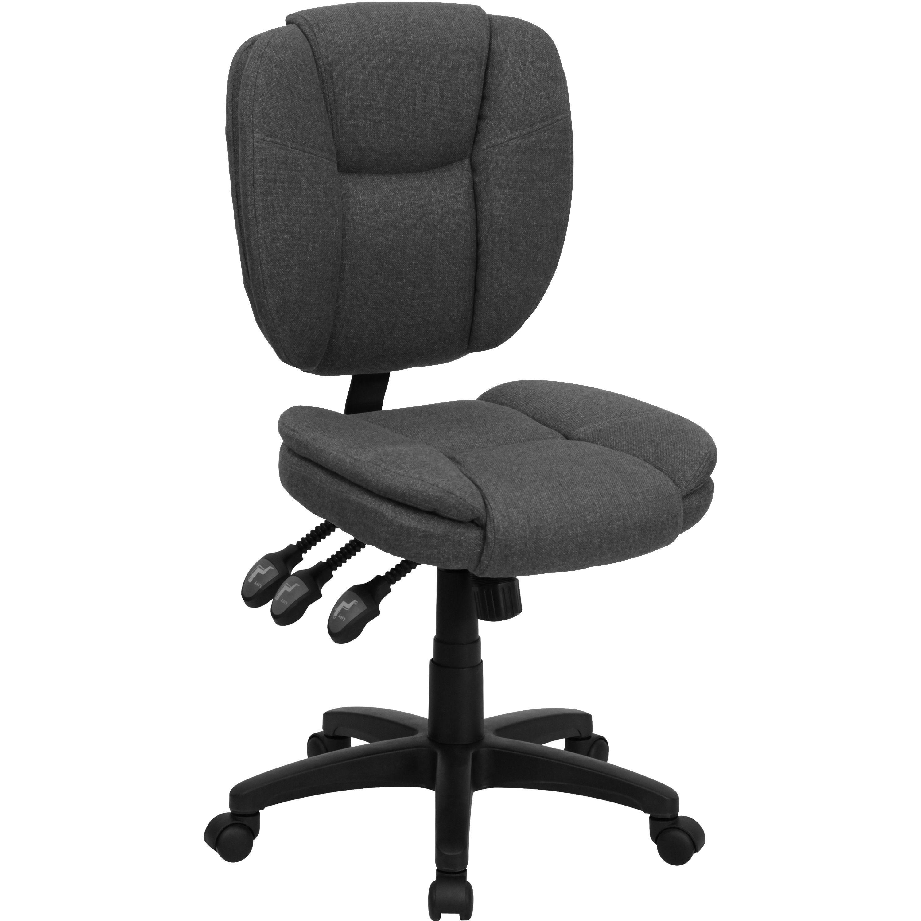 Flash Furniture Caroline Mid-Back Black Fabric Multifunction Swivel ...