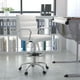 BizChair Mid-Back White LeatherSoft Drafting Chair with Adjustable Foot ...