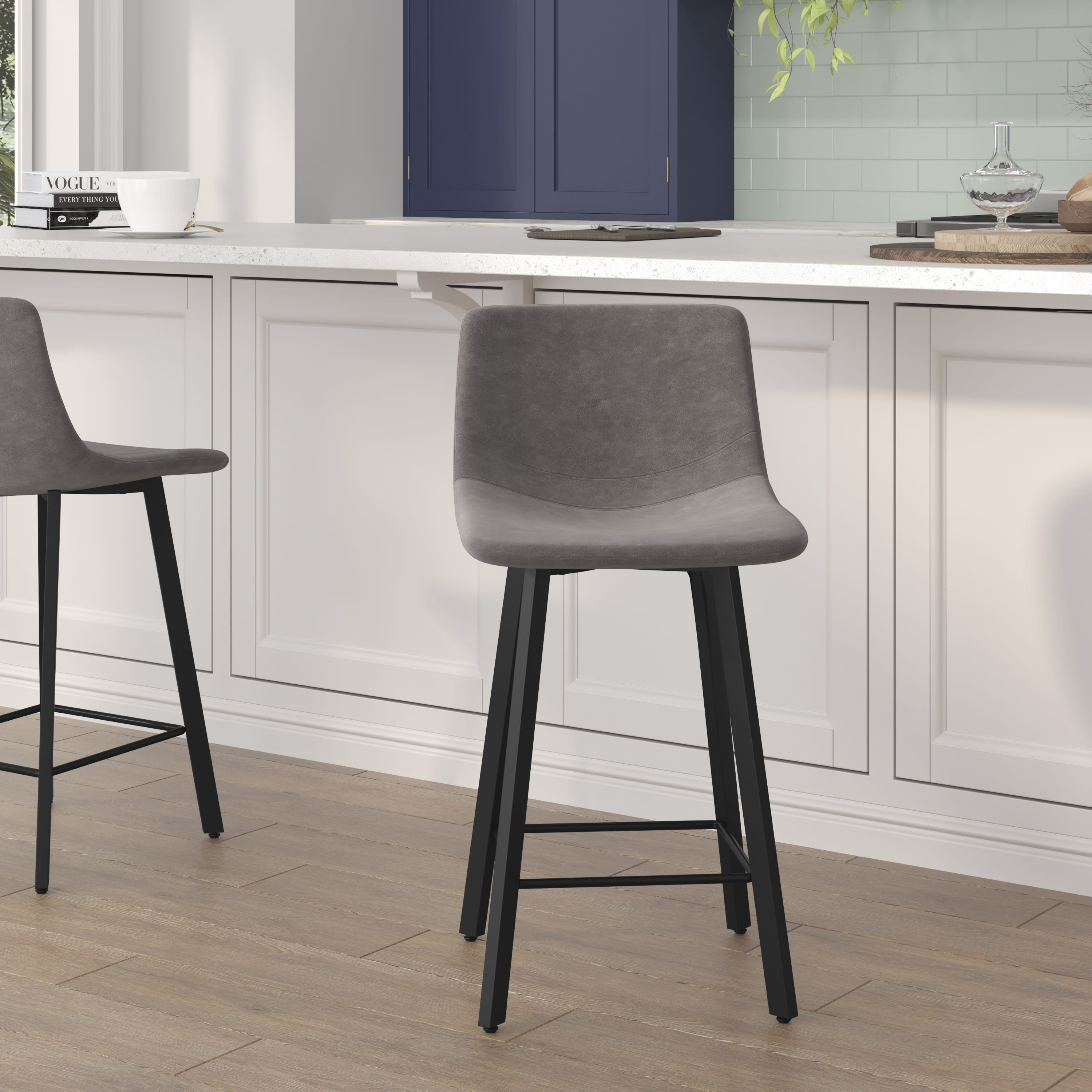 BizChair Modern Armless 24" Counter Height Stools, Commercial Grade ...