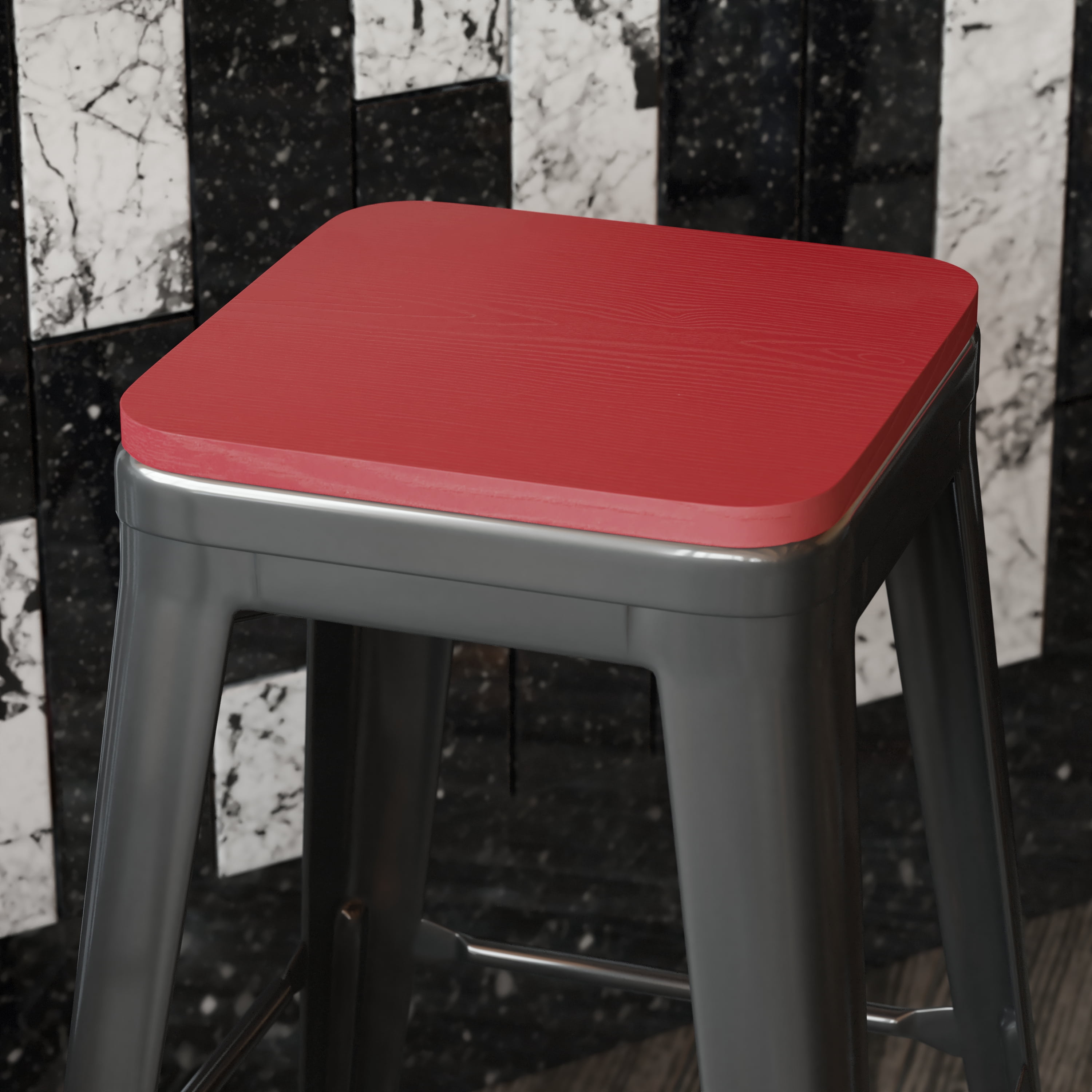 BizChair Poly Resin Wood Square Seat with Rounded Edges for Colorful ...