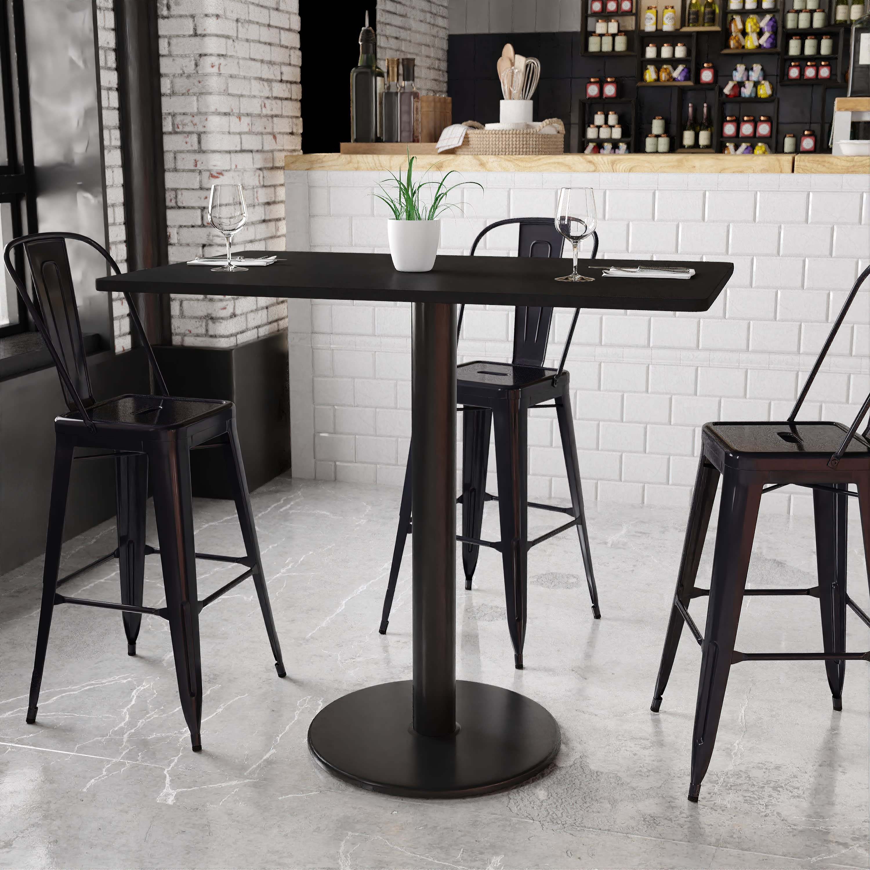 BizChair Scratch-Resistant Rectangular Pub Table, Black - Walmart.com