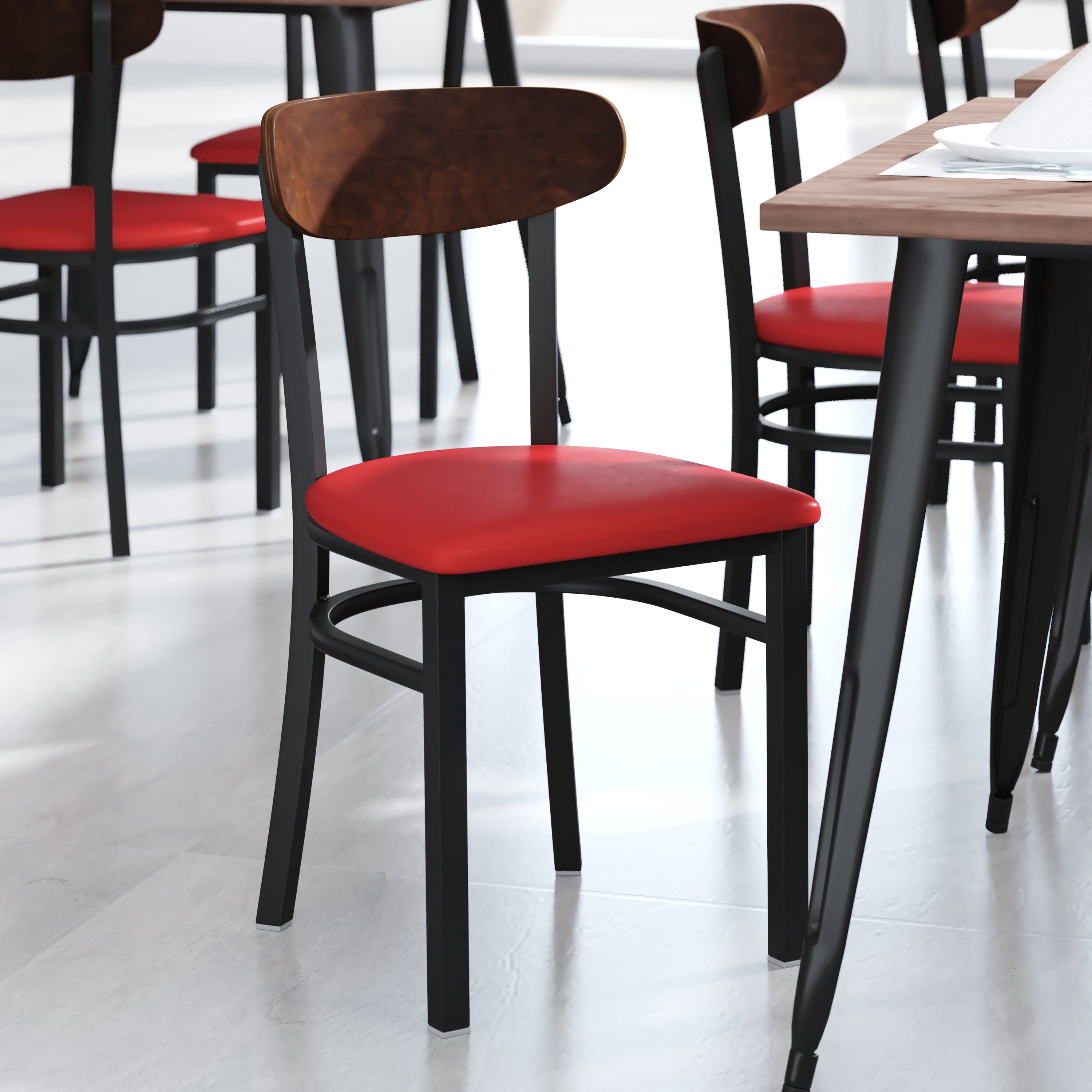 BizChair Set of 2 Commercial Dining Chairs with 500 LB. Capacity Black ...