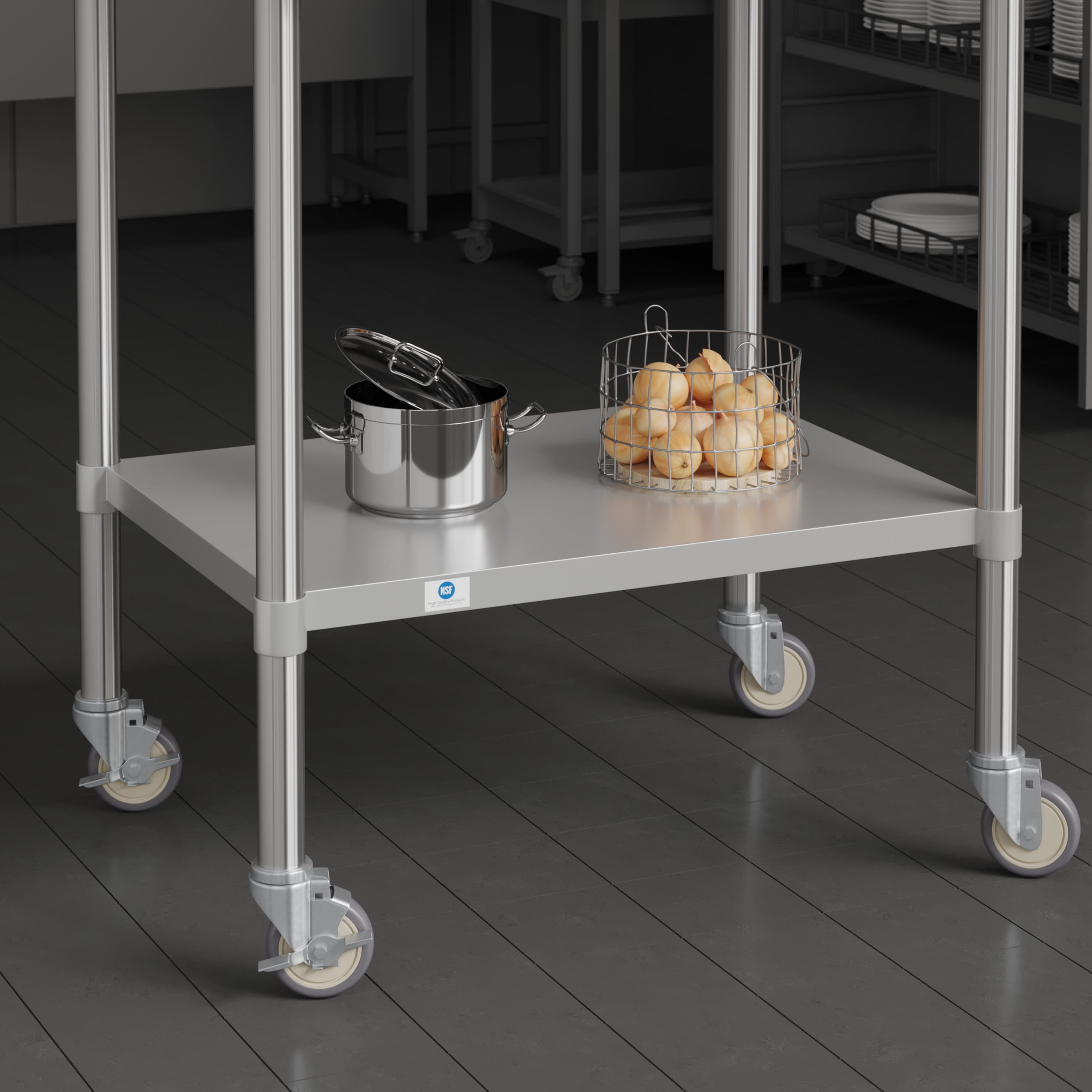 BizChair Set of 4 Commercial Grade Heavy Duty Kitchen Casters with 2 ...