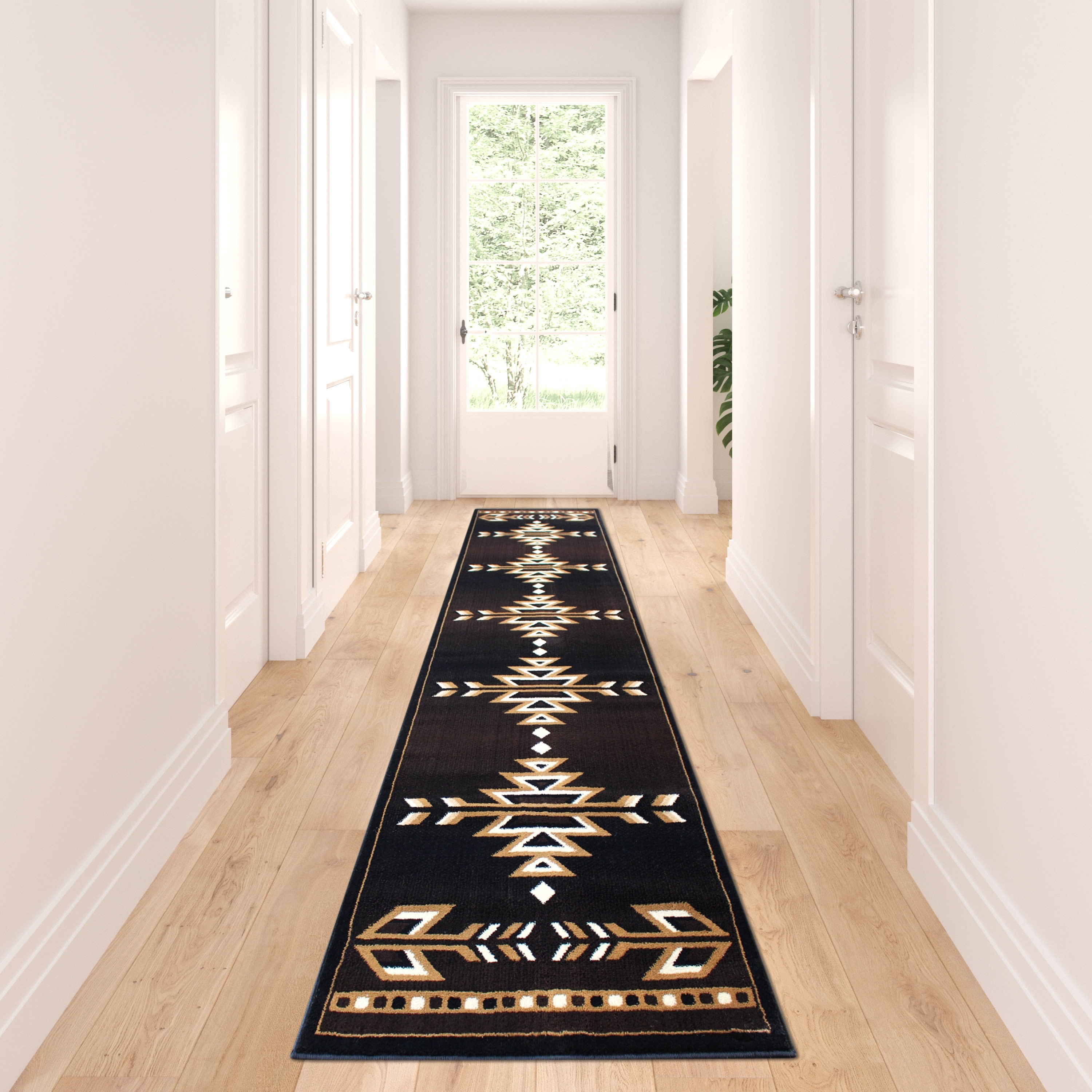 BizChair Southwest Native, Area Rug, Brown Black Beige Ivory (32 Inch X ...