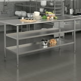 BizChair Stainless Steel 18 Gauge Work Table with 2 Undershelves - 72"W ...