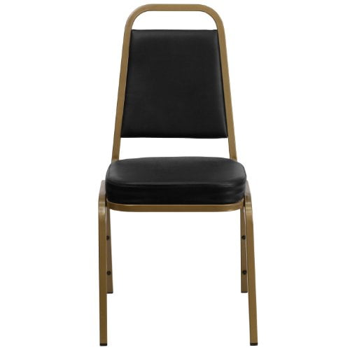 BizChair Trapezoidal Back Stacking Banquet Chair, Black Vinyl/Gold ...
