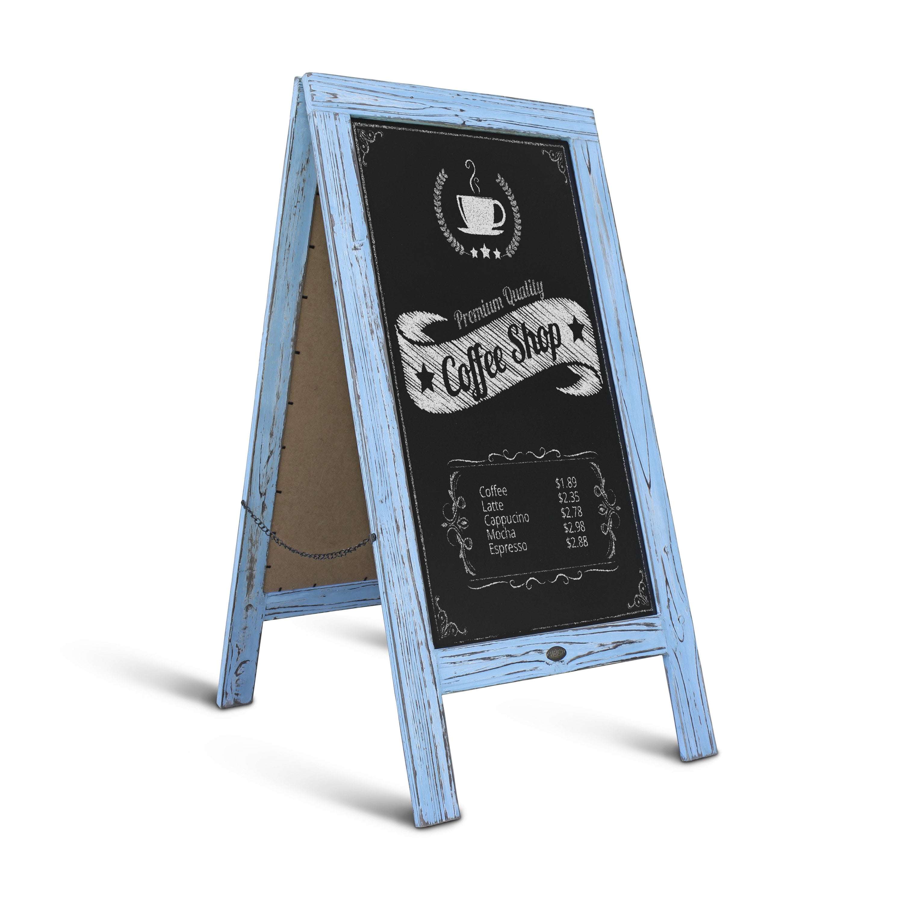 BizChair Vintage Robin Blue Wooden A-Frame Chalkboard / Sidewalk ...