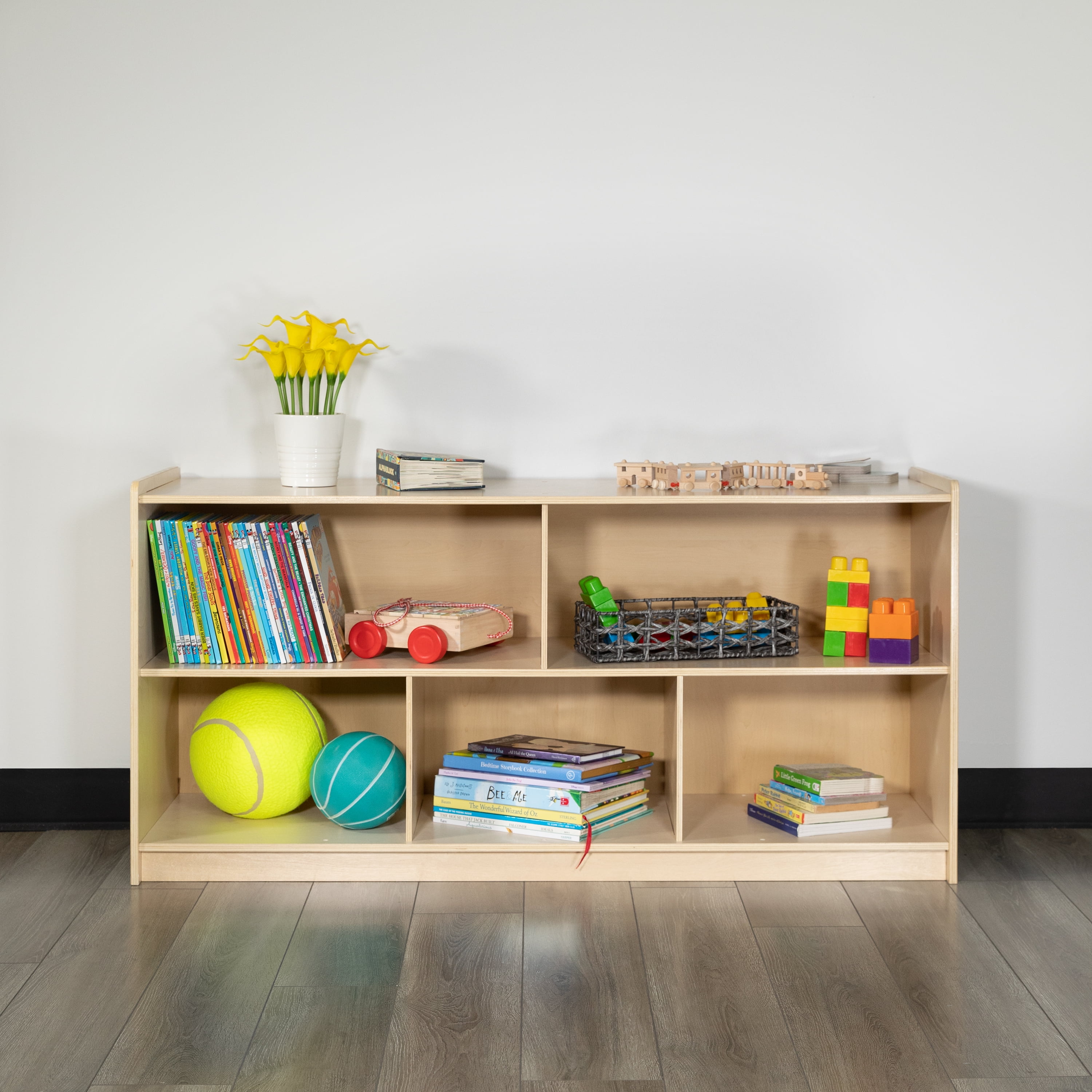 BizChair Wooden 5 Section School Classroom Storage Cabinet for ...