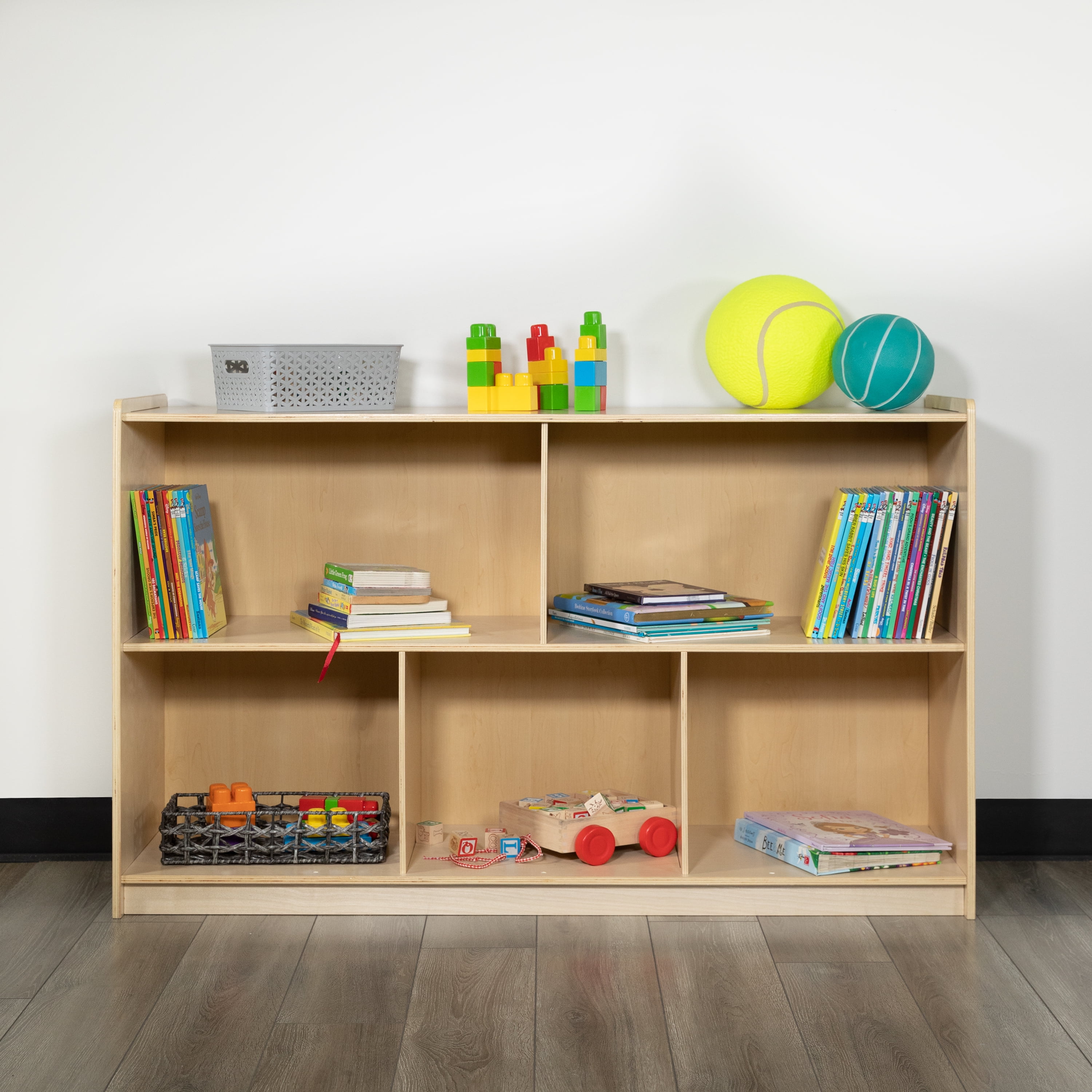 BizChair Wooden 5 Section School Classroom Storage Cabinet for ...