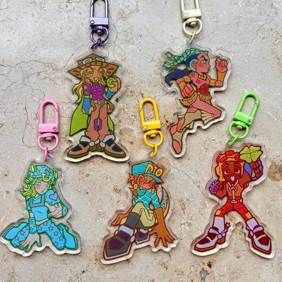 Bizarre Adventure Anime Style Clear Acrylic Keychain Chibi Bag Charm ...