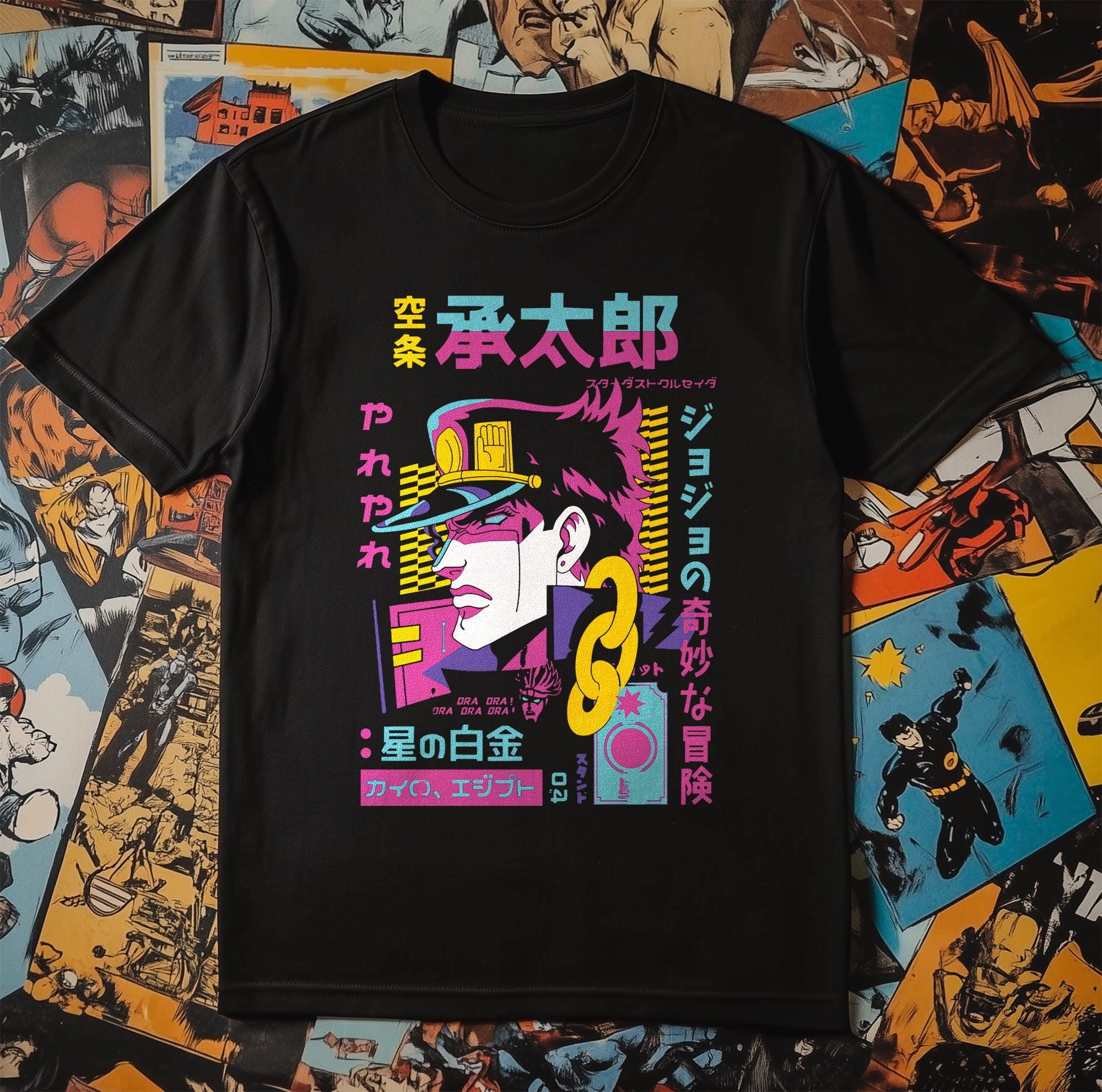 Bizarre Jo Neon T-Shirt Anime Tees For all Animation and Comic Fans ...