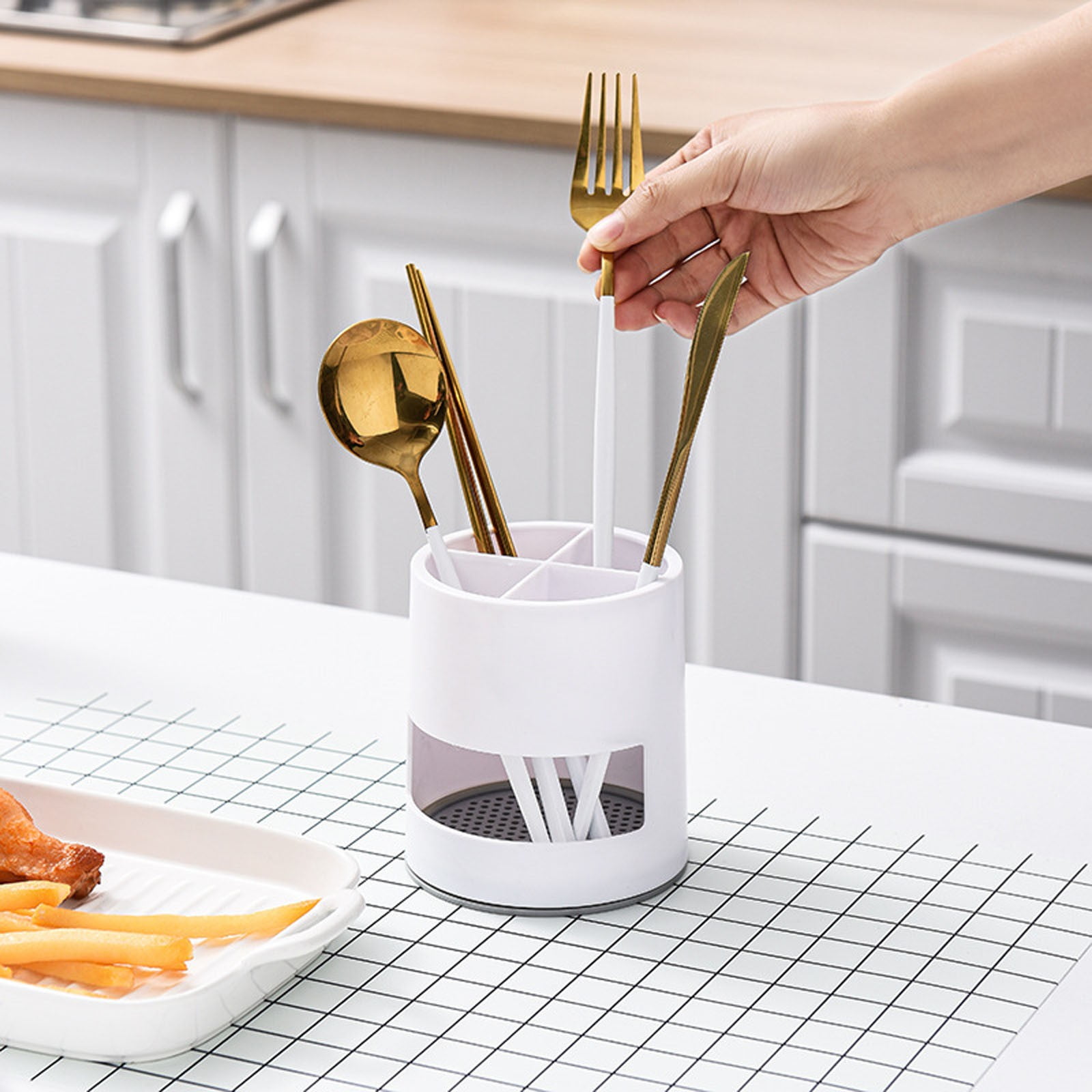 Bizhua 1Pc Desktop Knife, fork and Spoon Compartment Storage Rack ...