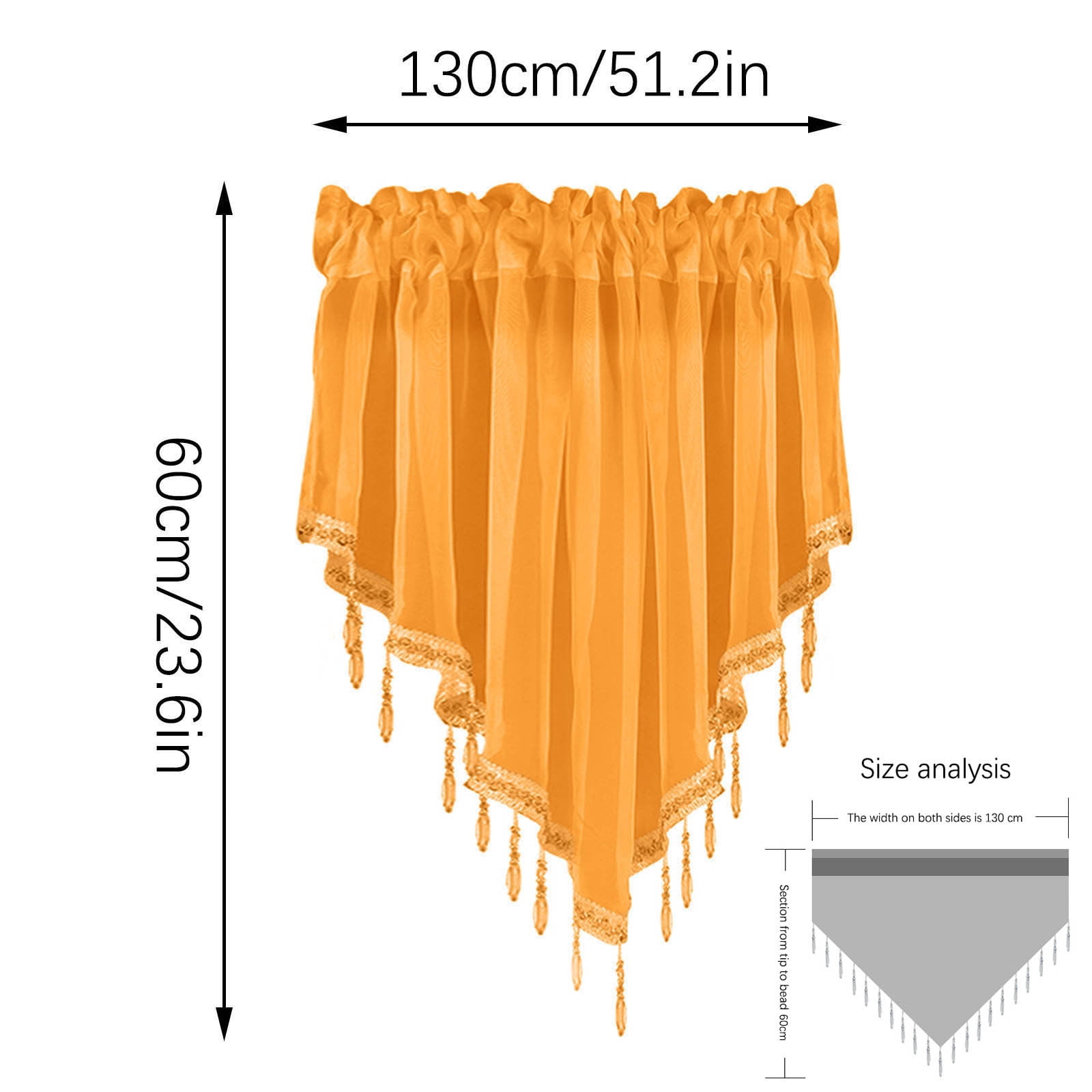 Bizhua 2Pc Ginger Yellow Curtain Screen Triangle Valance Kitchen ...