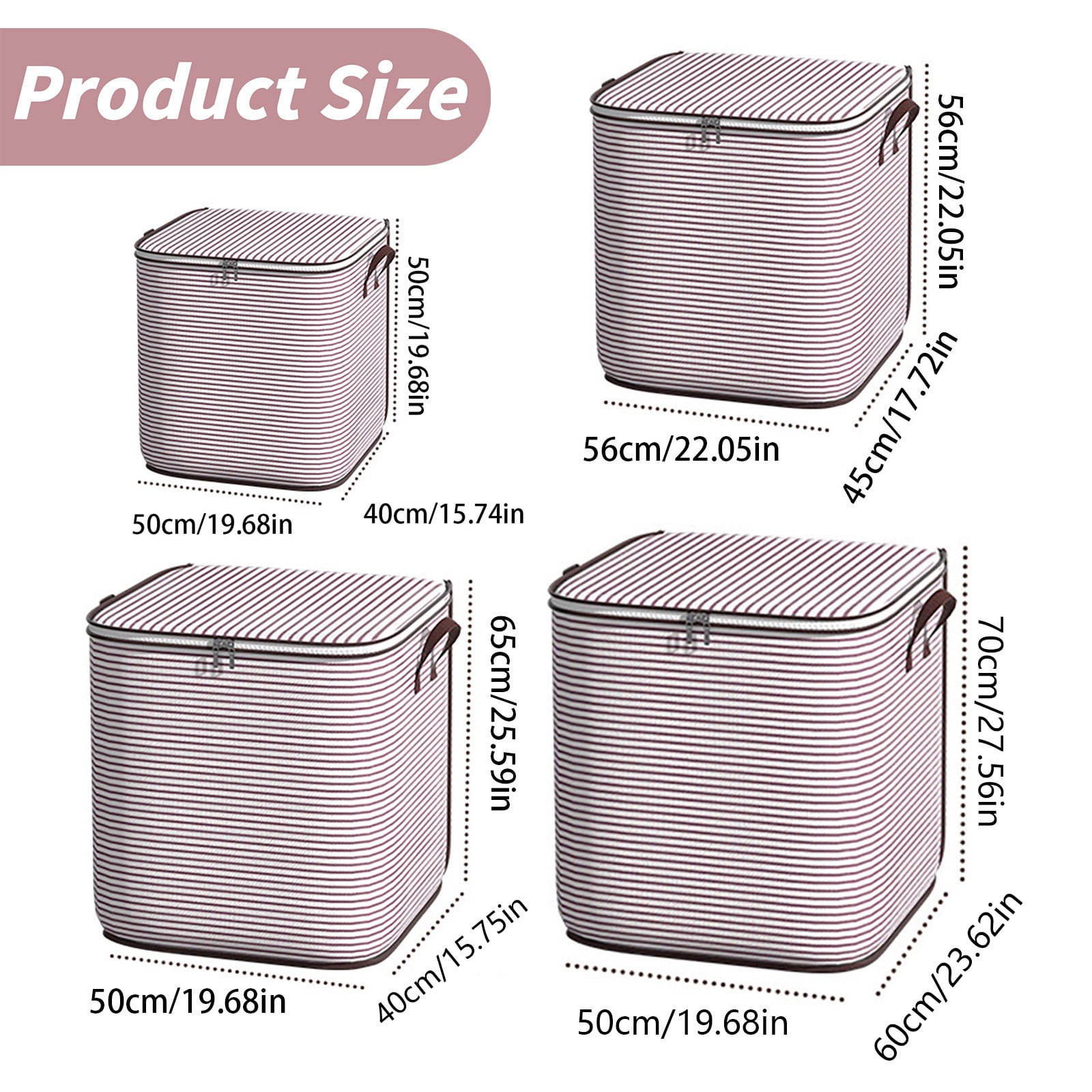 Bizhua Pink Striped Storage Bag 140L140L Household Seasonal Quilt ...