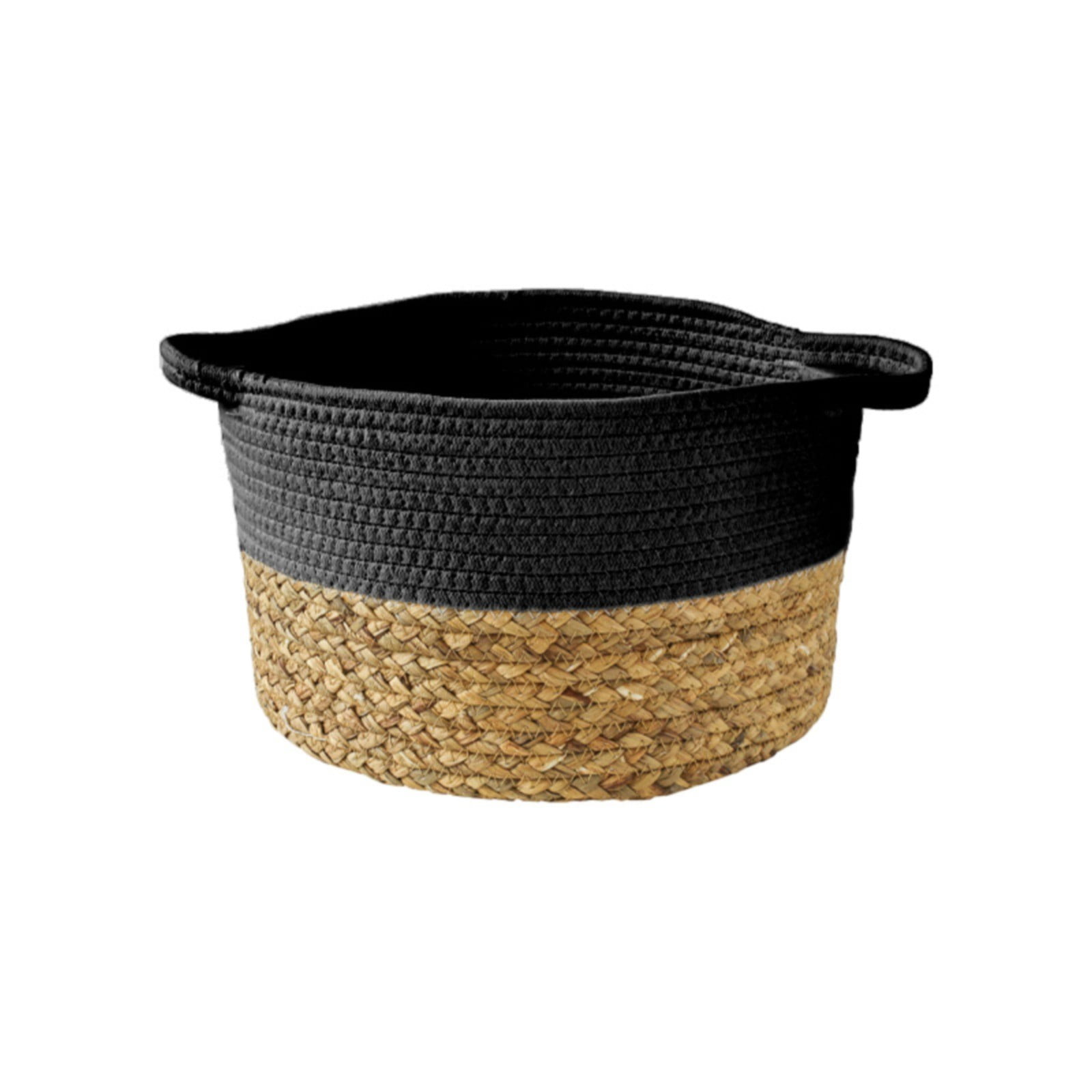 Bizhua Straw Cotton Woven Handle Storage Basket Gray Sseagrass Shelf ...