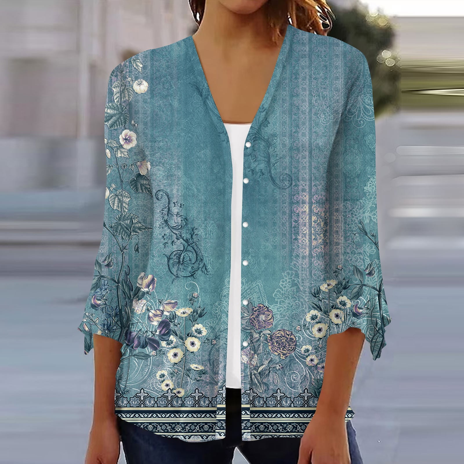 Biziza 2024 Women's Lightweight Open Front Cardigans 3/4 Sleeve Color ...