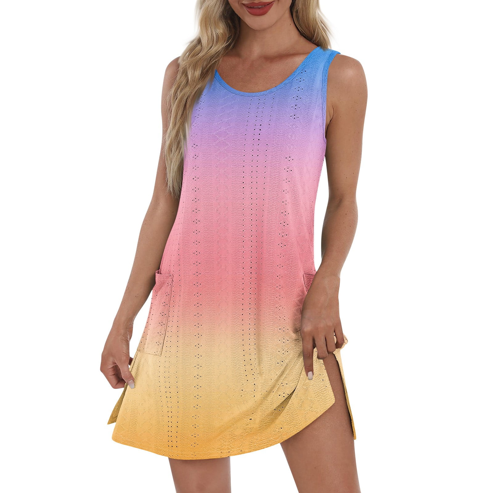 Biziza 2025 Summer Dresses for Women Trendy Pink Summer Basic Beach ...