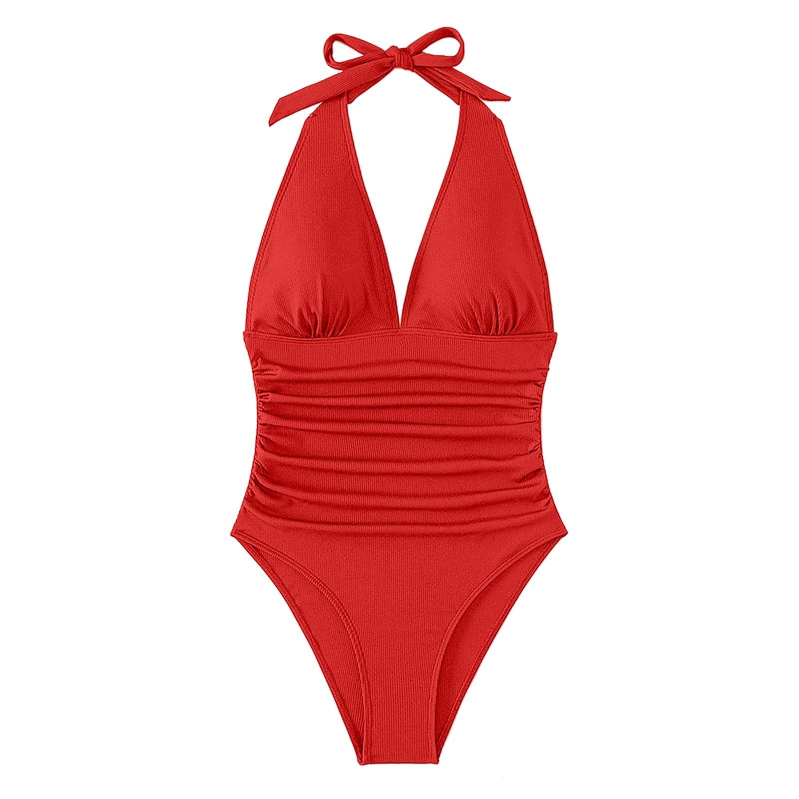 Biziza Basic One Piece Swimsuit for Women Vintage Red Bathing Suits ...