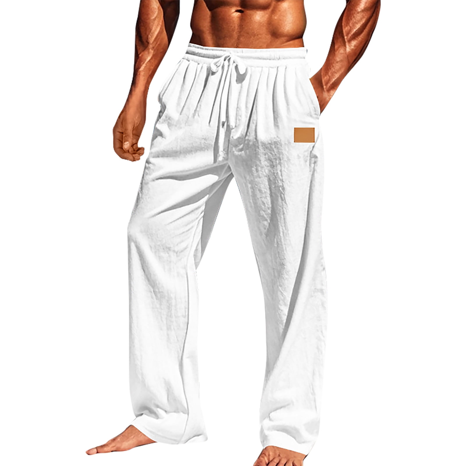 Biziza Beach Pants for White Men Hiking Trendy Basic Solid Color 2025 ...