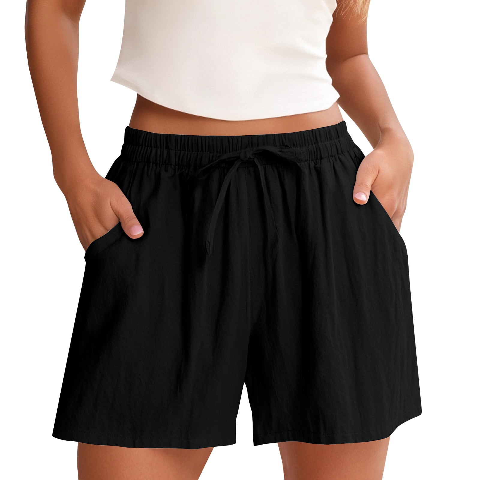Biziza Black Running Shorts for Women High Waisted Summer 2025 Basic ...