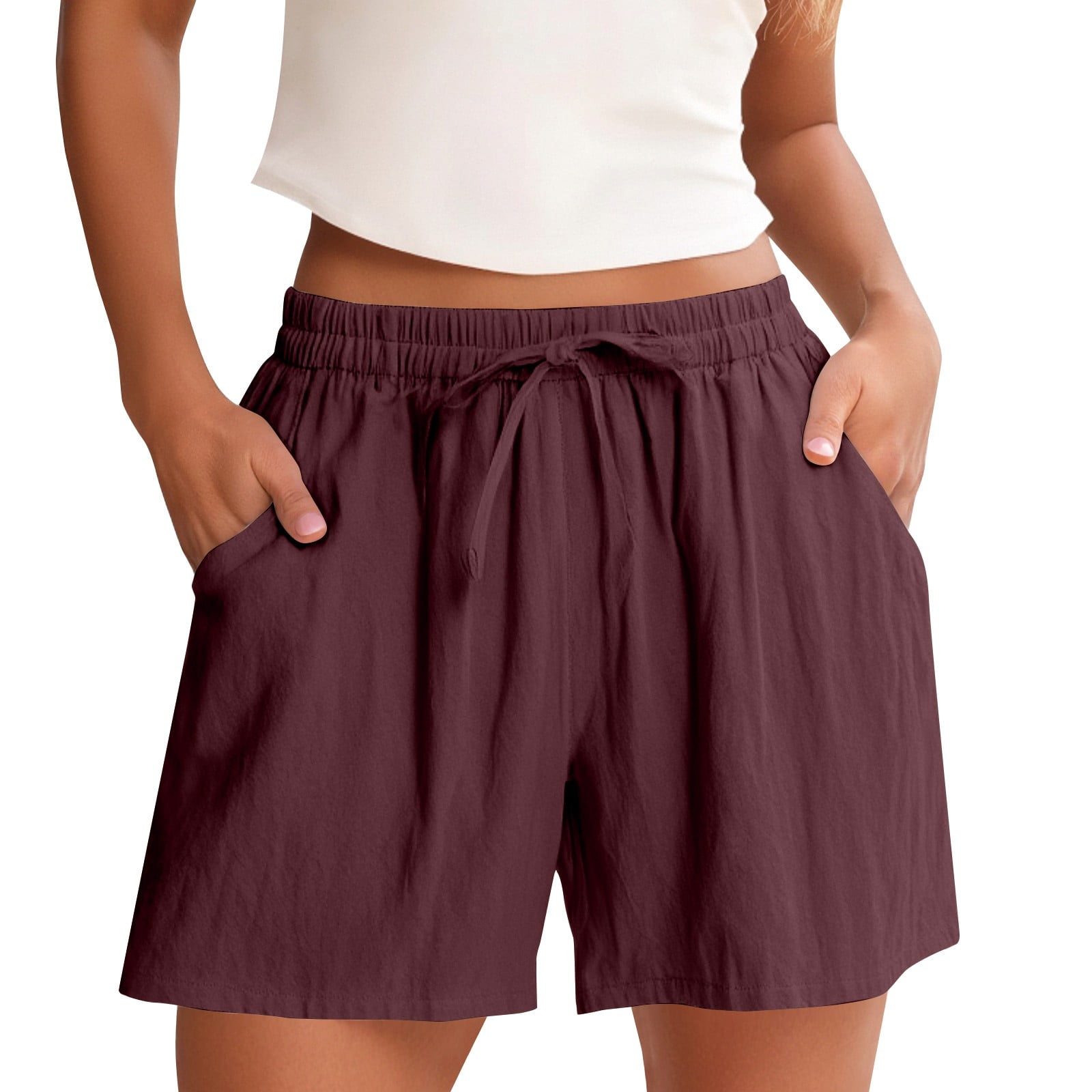 Biziza Brown Linen Shorts for High Waisted Women Summer Wide Leg 2025 ...