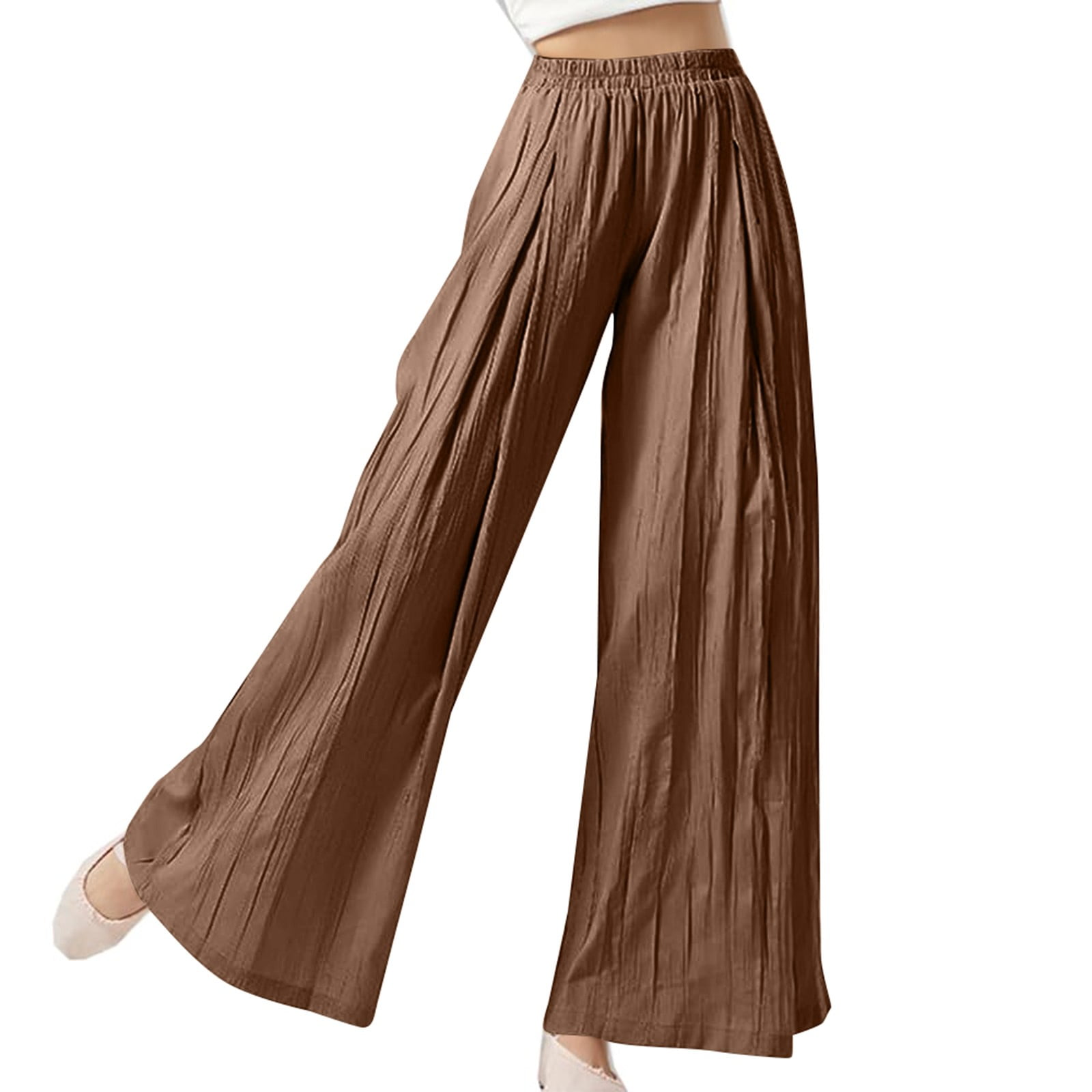 Biziza Brown Wide Leg Pants for Women High Waisted Beach Slim Fit 2025 ...