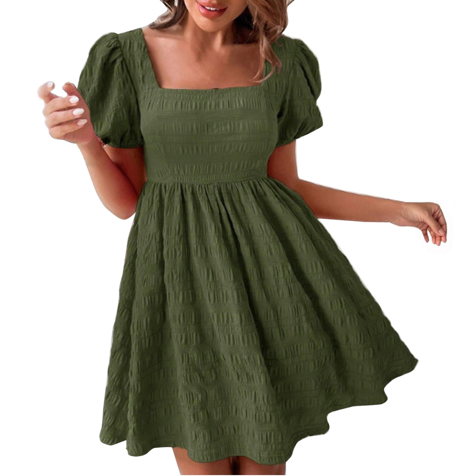 Biziza Casual Dresses for Green Women Trendy Slim Fit Loose Short ...