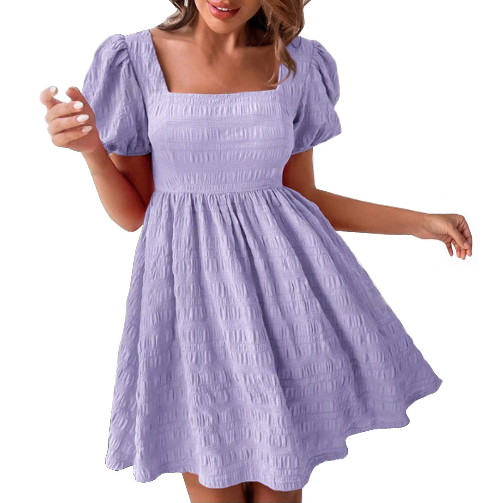 Biziza Casual Dresses for Purple Women Trendy Slim Fit Loose Short ...