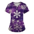 Biziza Christmas 2025 Snowflakes Graphic Scrub Tops For Women Purple