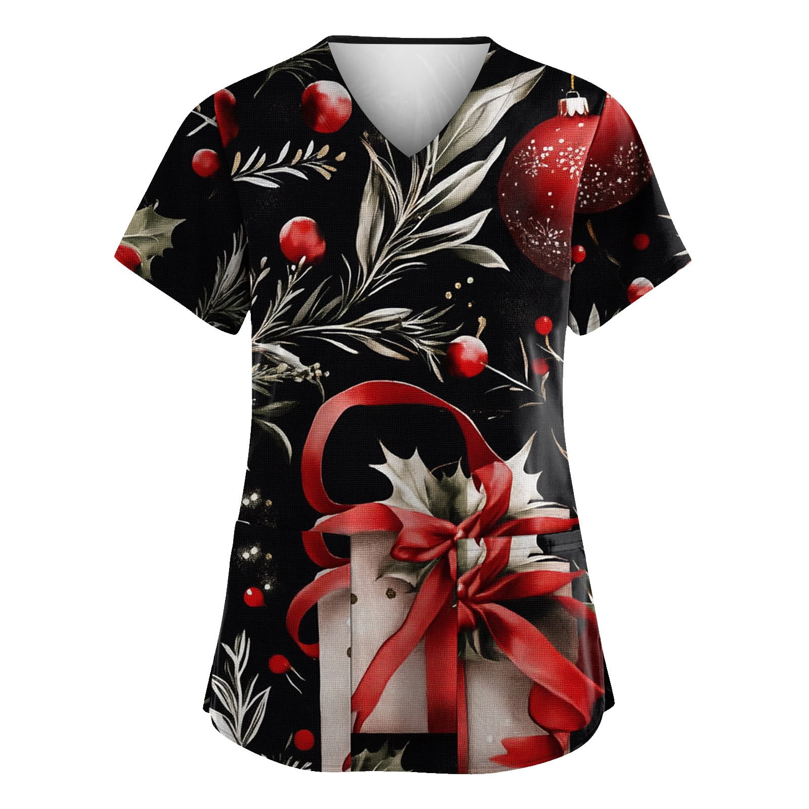 Biziza Christmas Green Candy Canes. Scrub Tops for Women 2025 Cotton ...