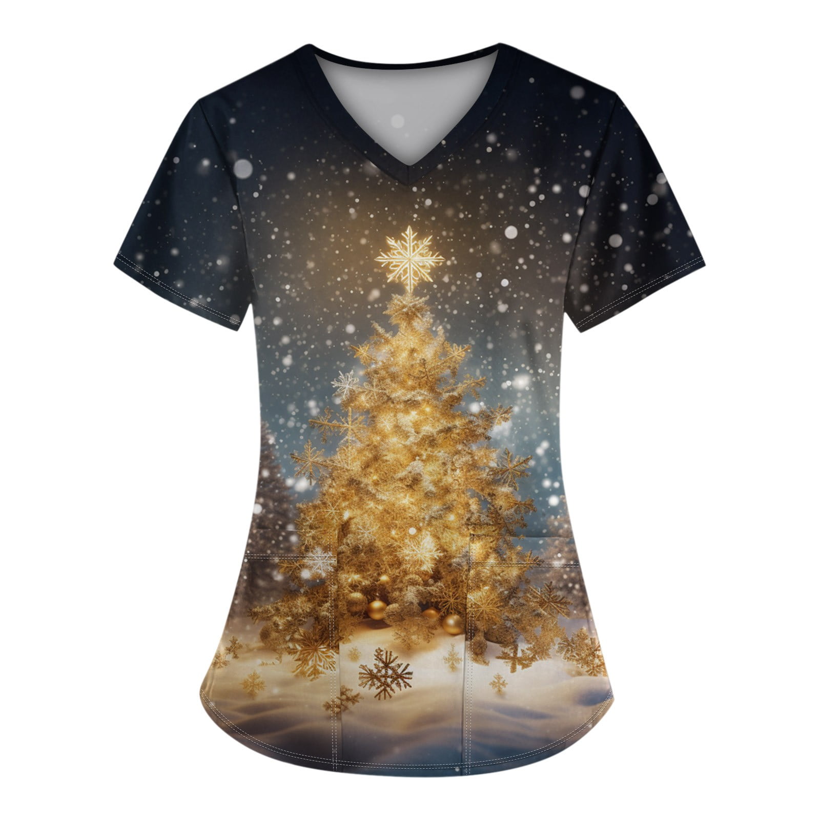 Biziza Christmas Scrubs Top for Women Coquette Bow Cotton Linen Short ...