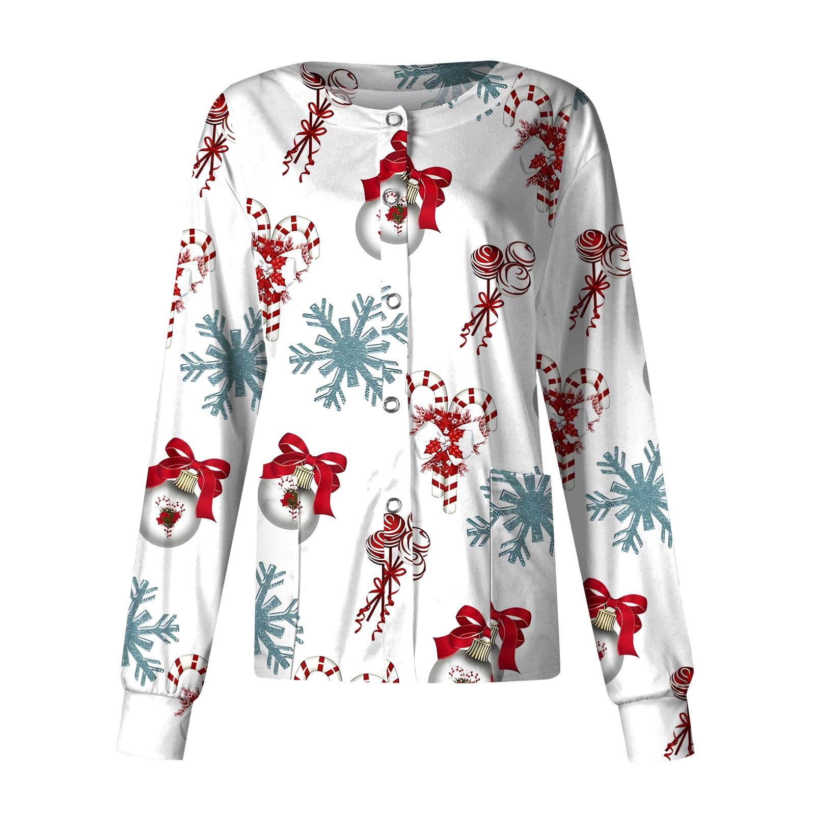 Biziza Christmas Stars Graphic 2025 Christmas Scrub Jackets for Women ...