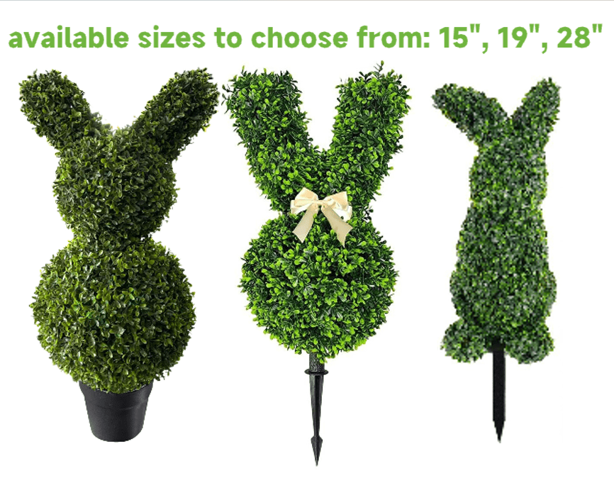 Biziza Easter 1PC Easter Bunny Topiary with Ground Spike Artificial ...