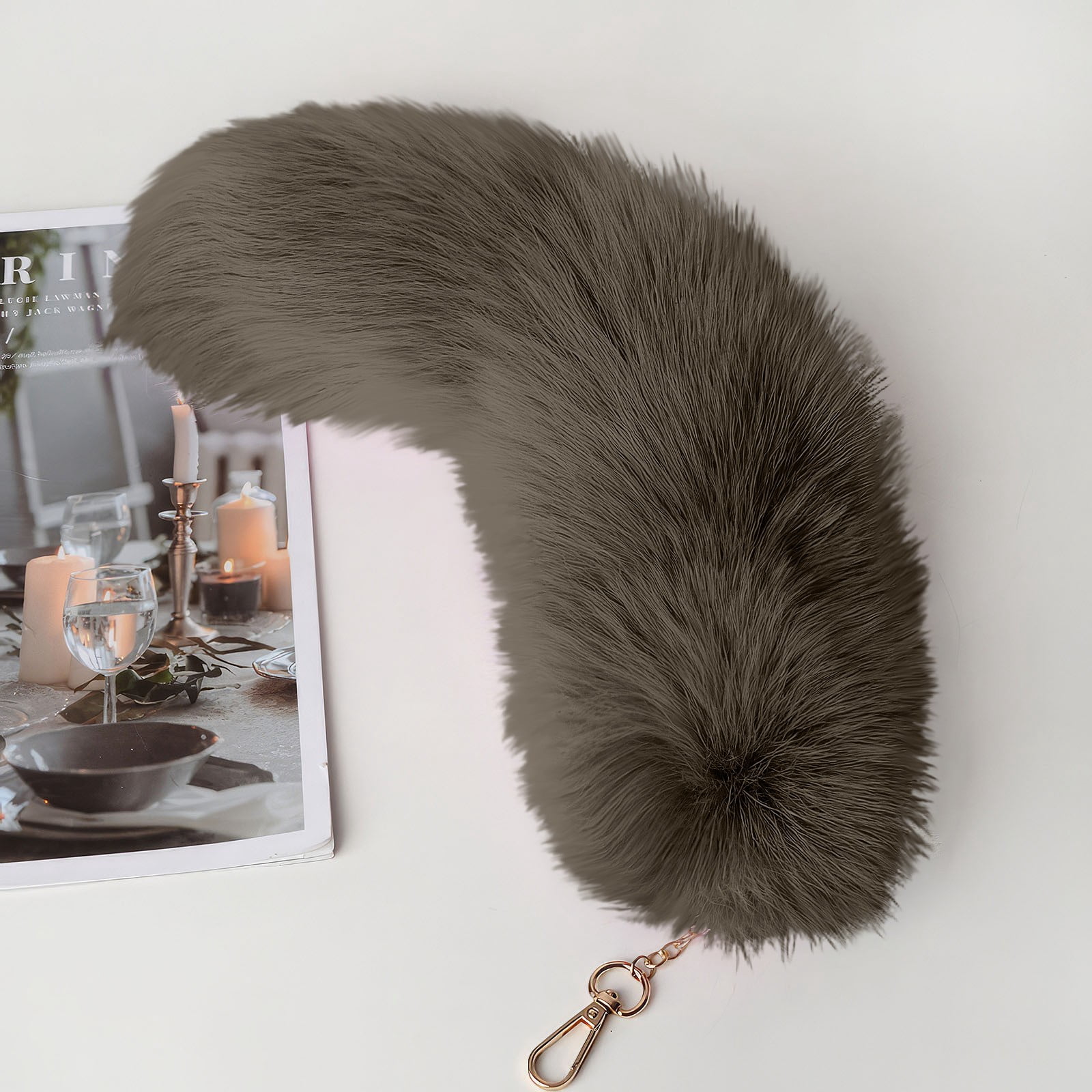 Biziza Fox Tail 15.75inch Animal Tail Shaggy Faux Fur Tail Realistic ...