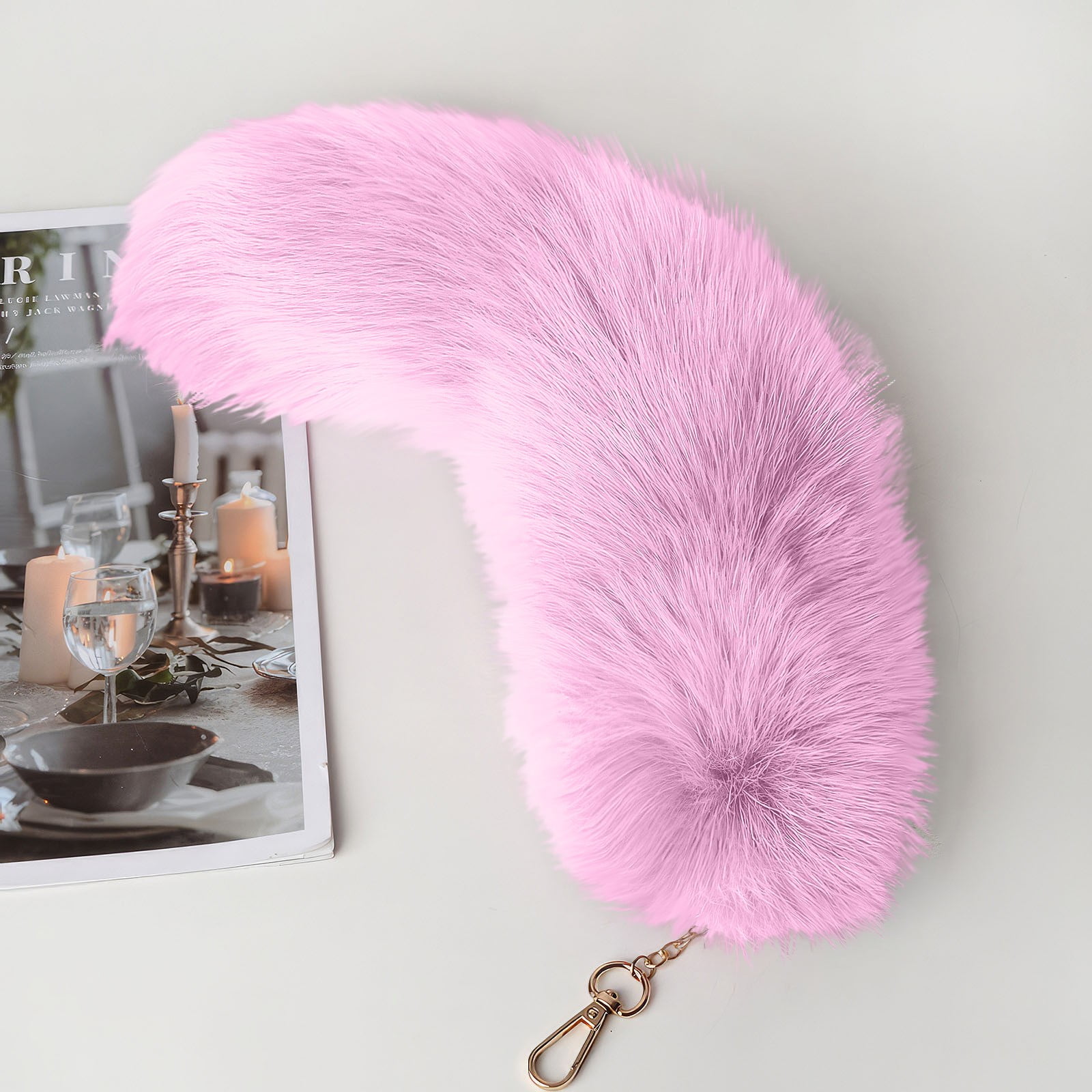 Biziza Fox Tail 15.75inch Animal Tail Shaggy Faux Fur Tail Realistic ...