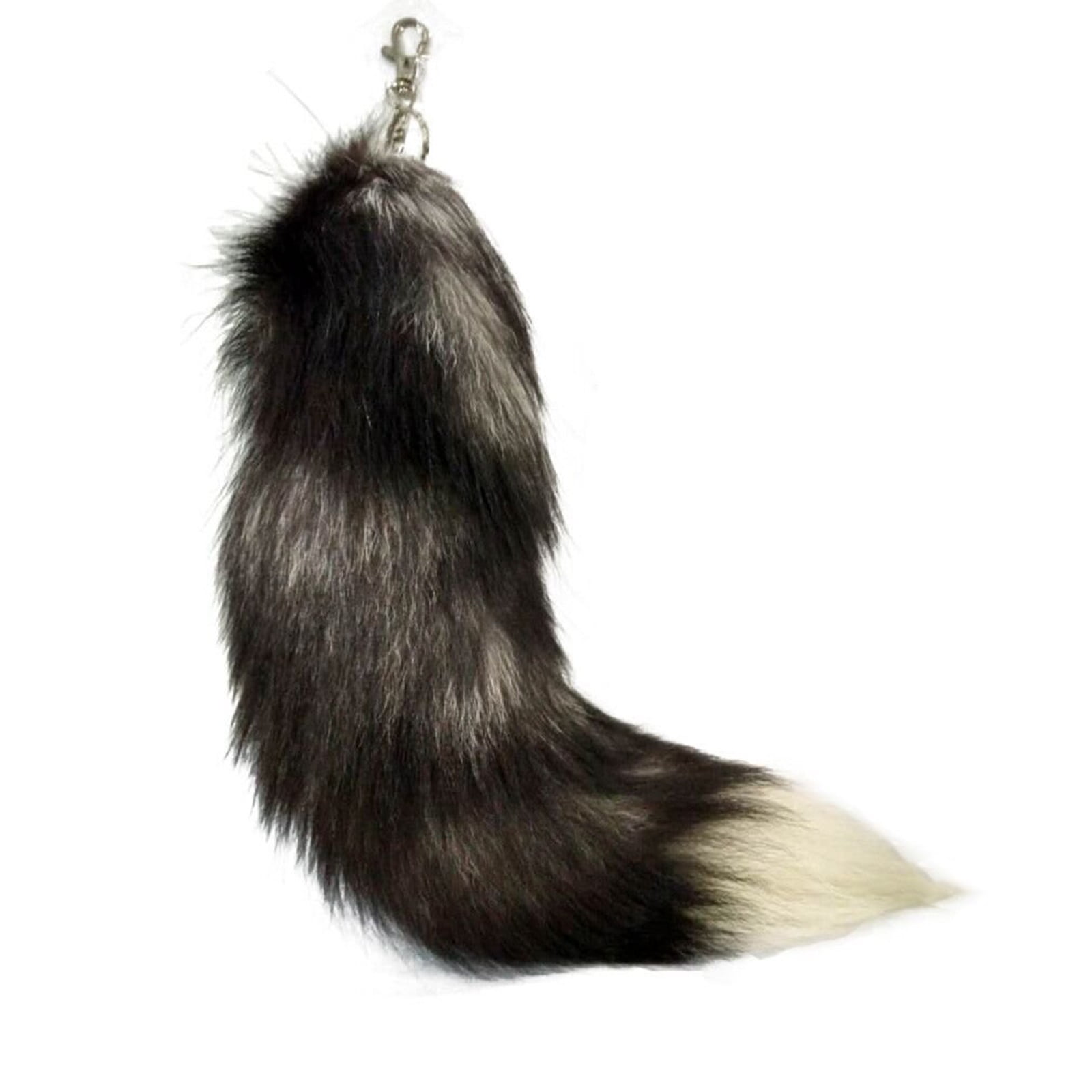 Biziza Key Chain Cute Fox Tail 15.75inch Animal Tail Shaggy Faux Fur ...