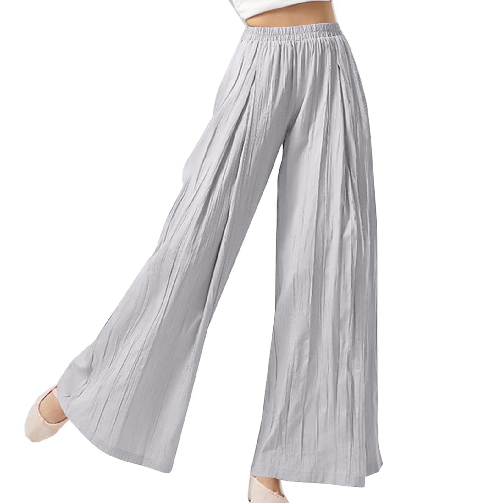 Biziza Gray Wide Leg Pants for Women High Waisted Beach Slim Fit 2025 ...