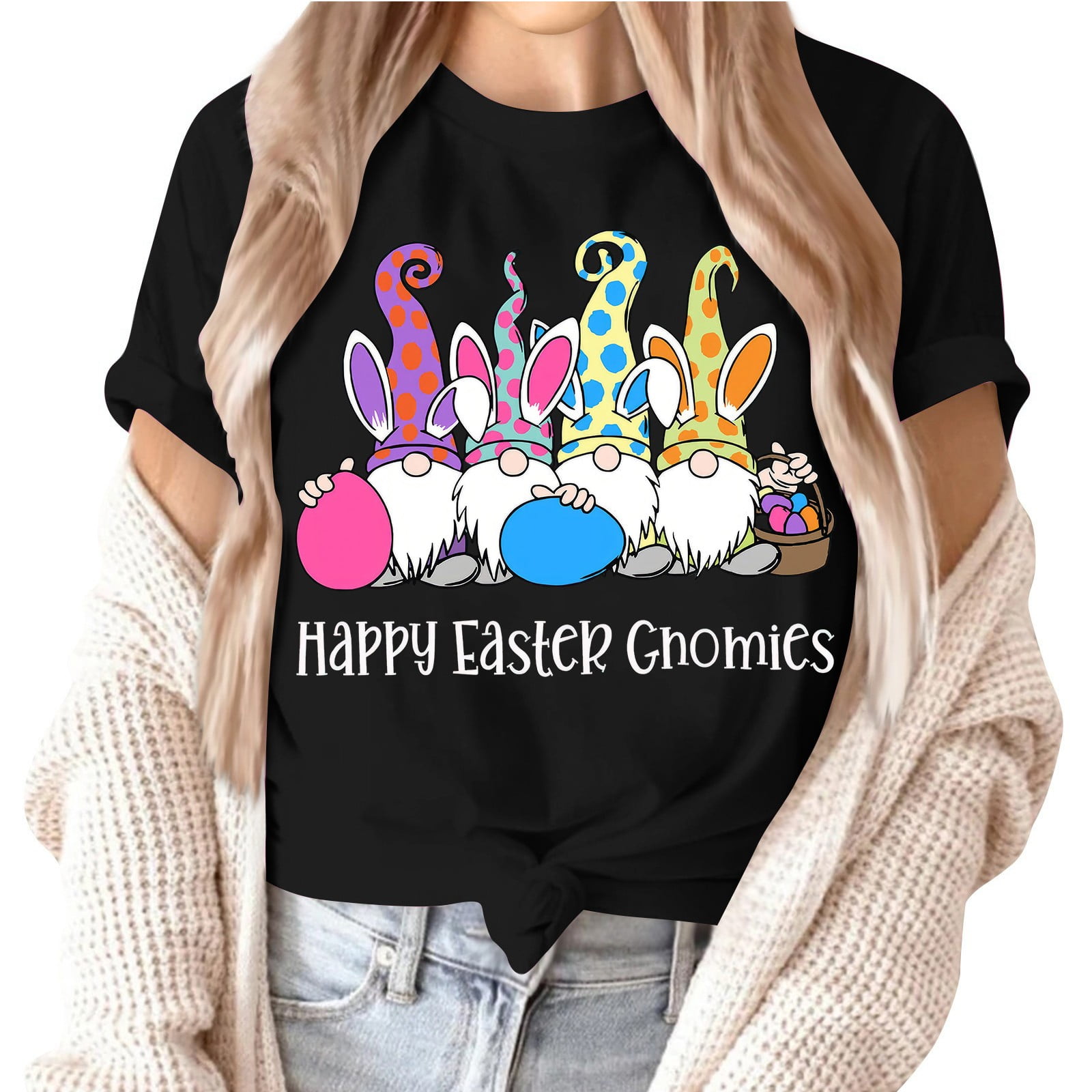 Biziza Easter 2025 T Shirts for Women Bunny Green Stretch Cotton ...