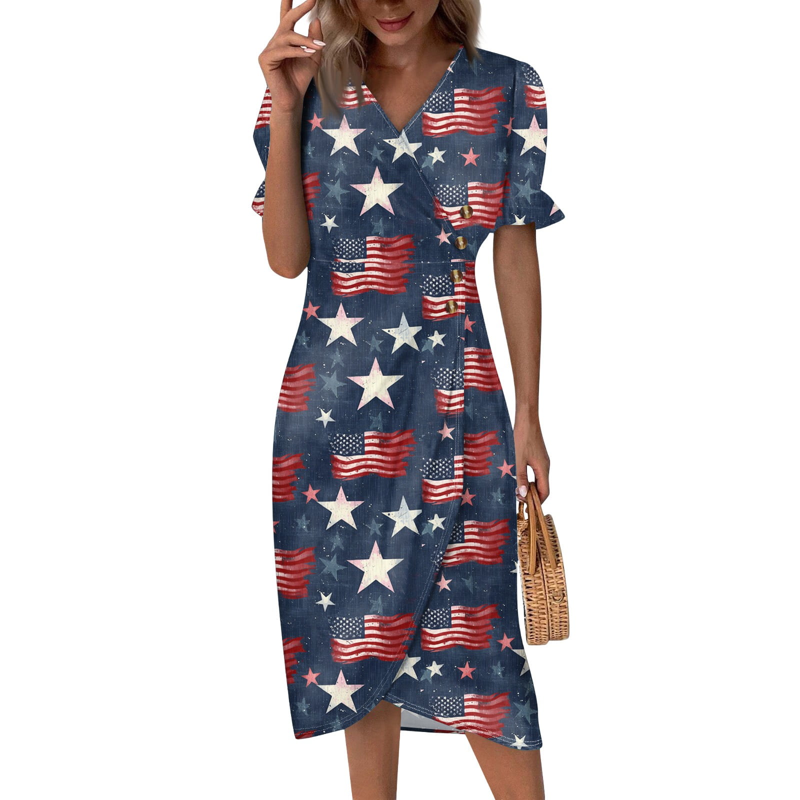 Rlmidhb Independence Day American Flag Maxi Dress for Women 4th of July ...