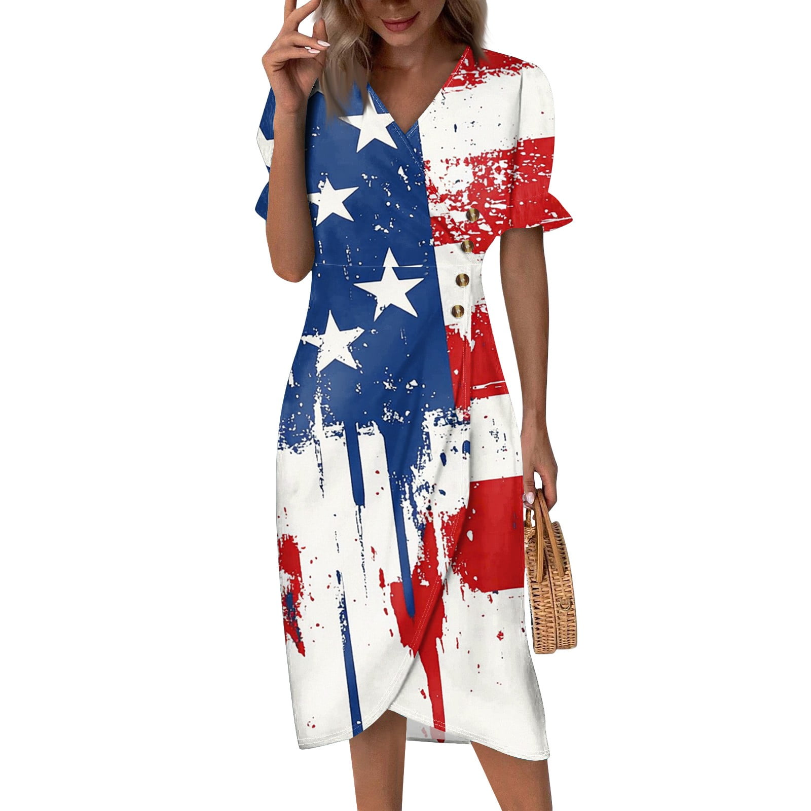 Rlmidhb Independence Day American Flag Maxi Dress for Women 4th of July ...