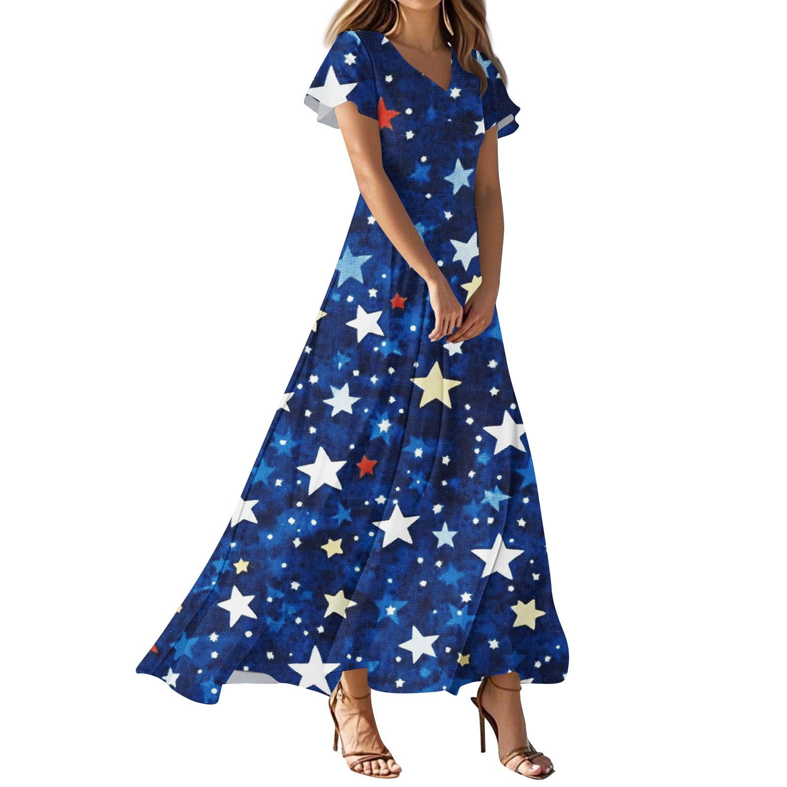 Rlmidhb Independence Day American Flag Maxi Dress for Women 4th of July ...