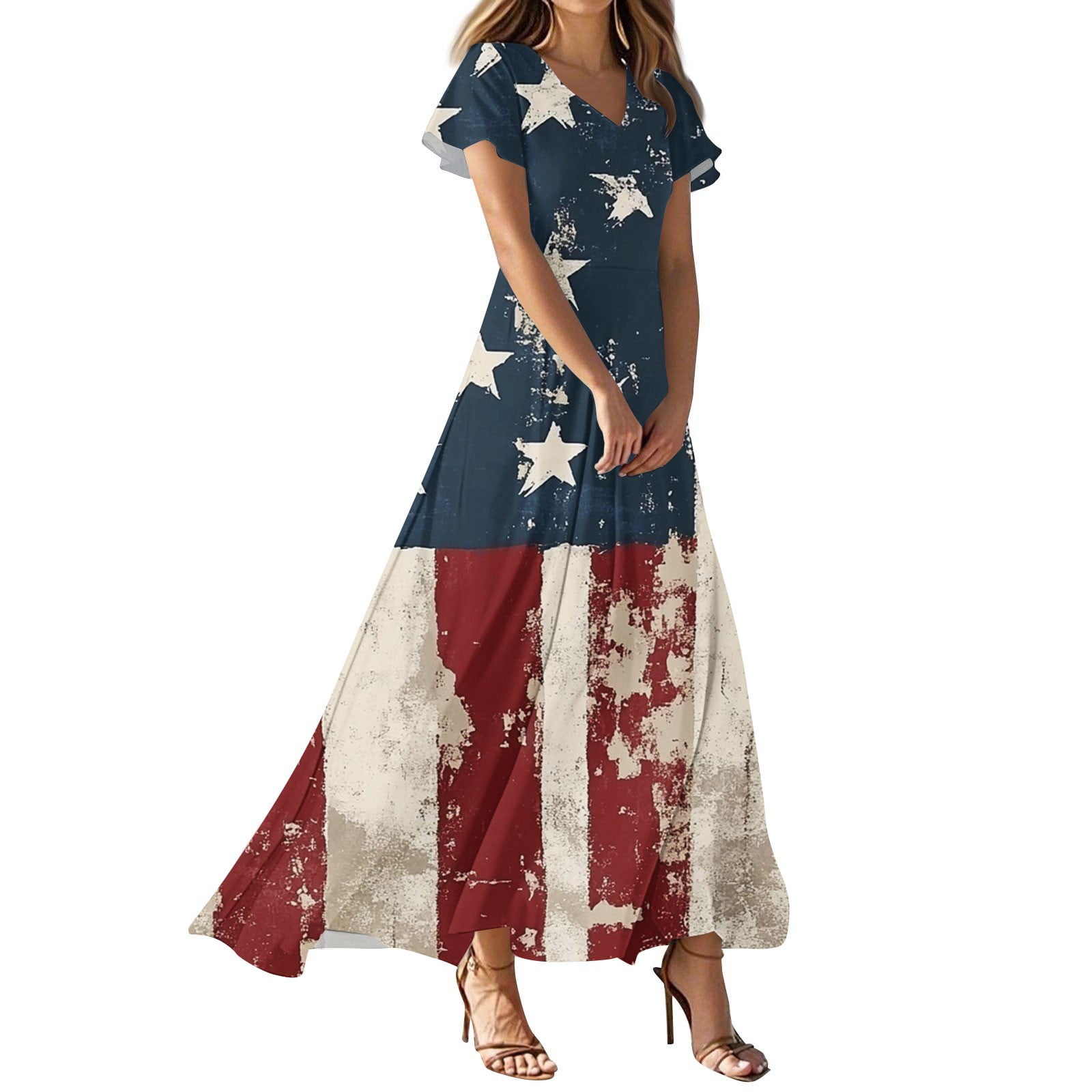 Rlmidhb Independence Day American Flag Maxi Dress for Women 4th of July ...