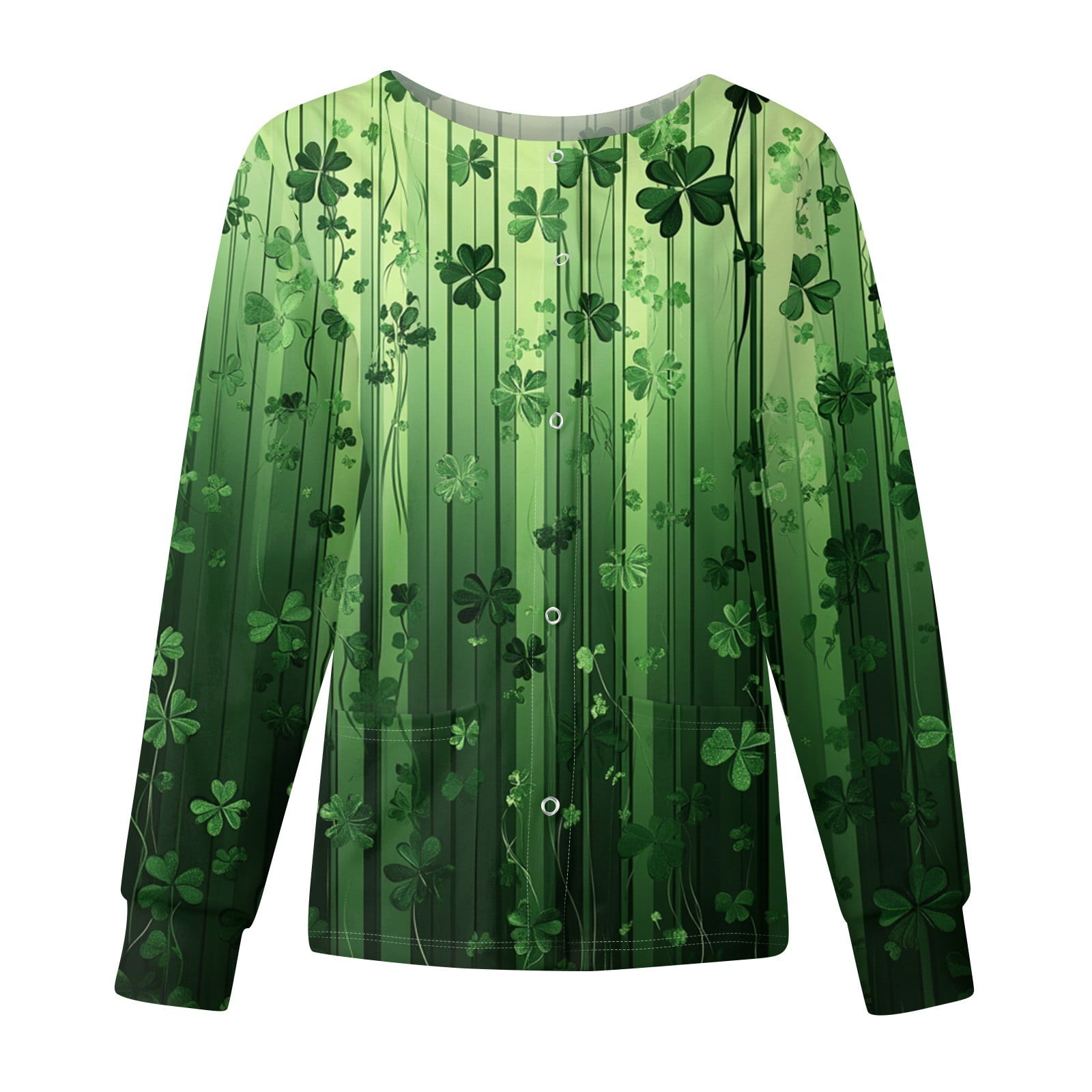 Biziza Nurse Uniform Women St Patricks Day Shamrock Button Down Long ...